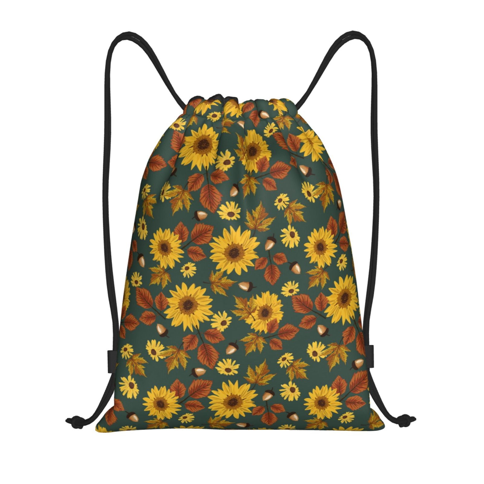 Disketp Fall Daisy Leaf Nuts Drawstring Backpack Drawstring Gym Bags ...