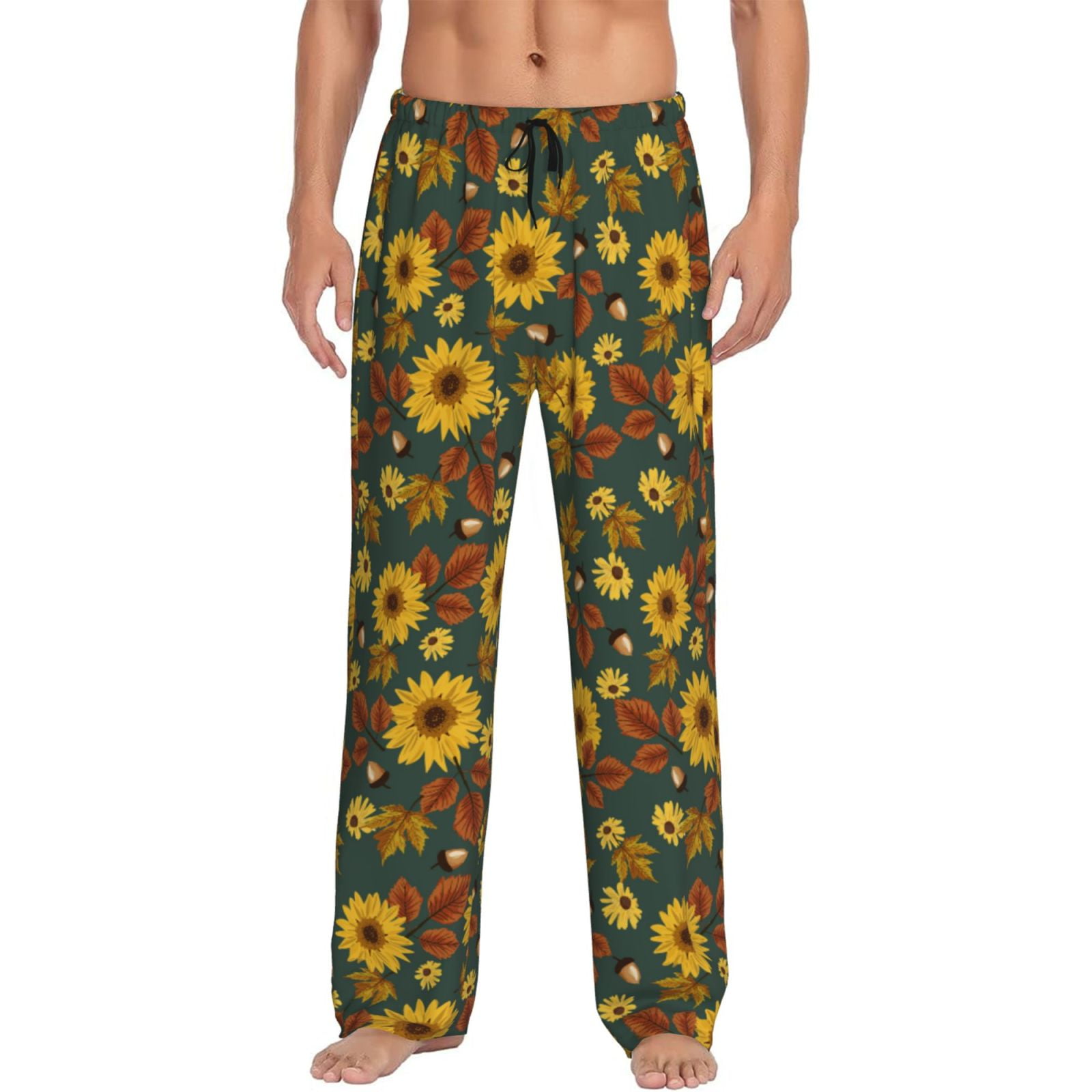 Disketp Fall Daisy Leaf Nuts Men's Pajama Pants - Ultra Soft Fleece ...
