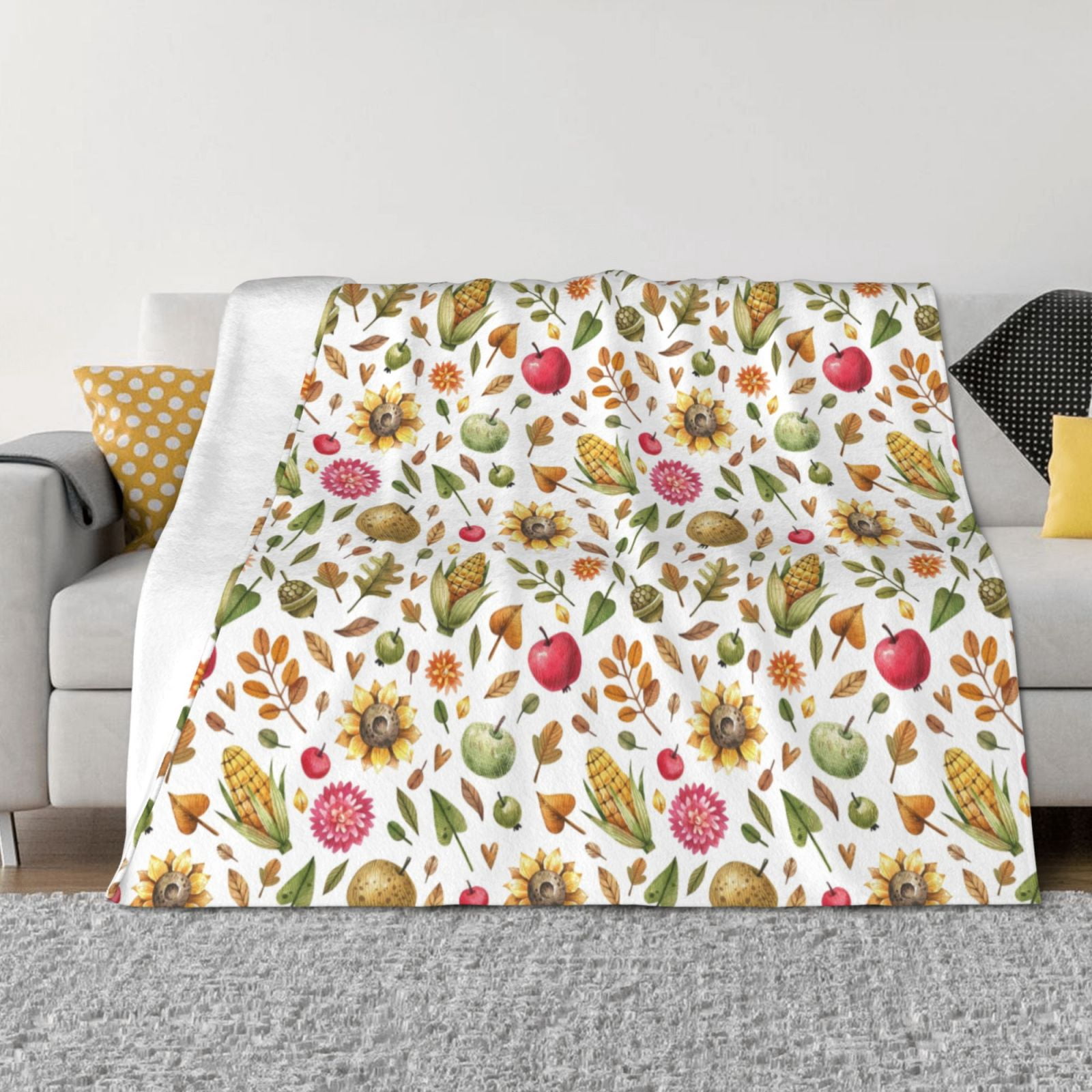 Disketp Fall Fruits And Vegetables Flannel Blankets - Thick and Warm ...
