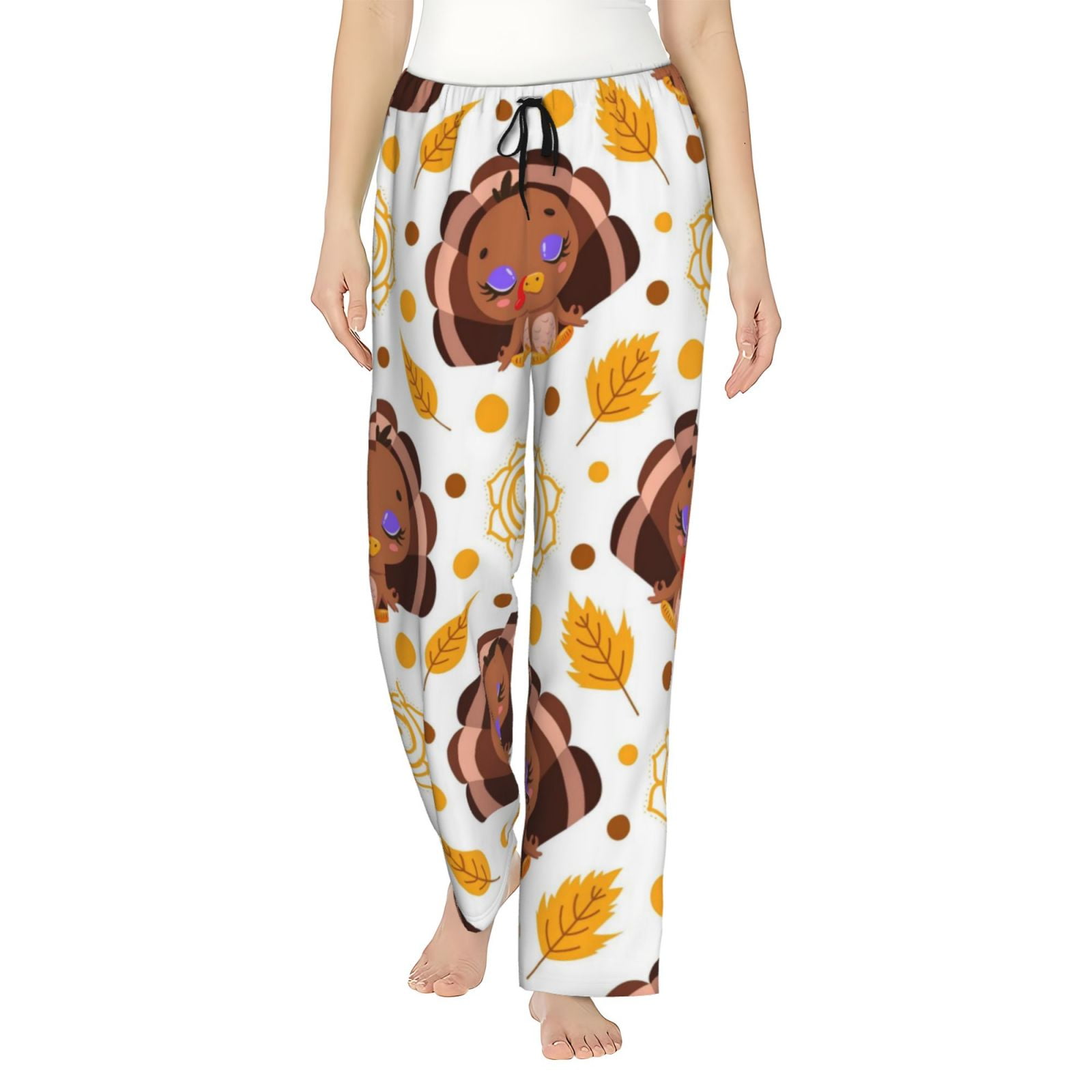 Disketp Fall Turkey Print Women'S Comfy Pajama Pants Casual Drawstring ...