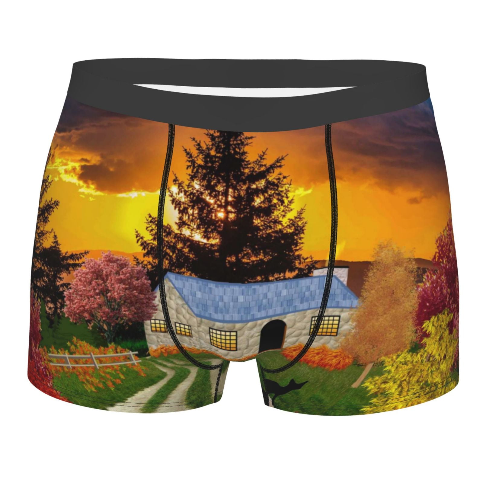 Disketp Fall Village Scenery Men'S Boxer Briefs,Soft And Breathable ...