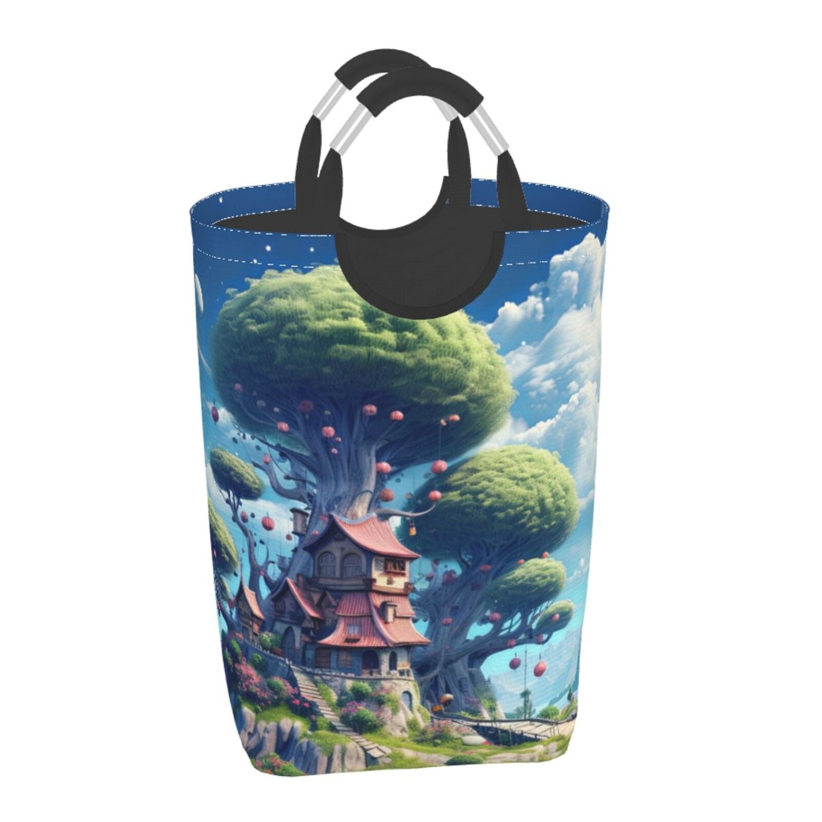 Disketp Fantasy Treehouse Planet Scene Square Laundry Bag Large ...