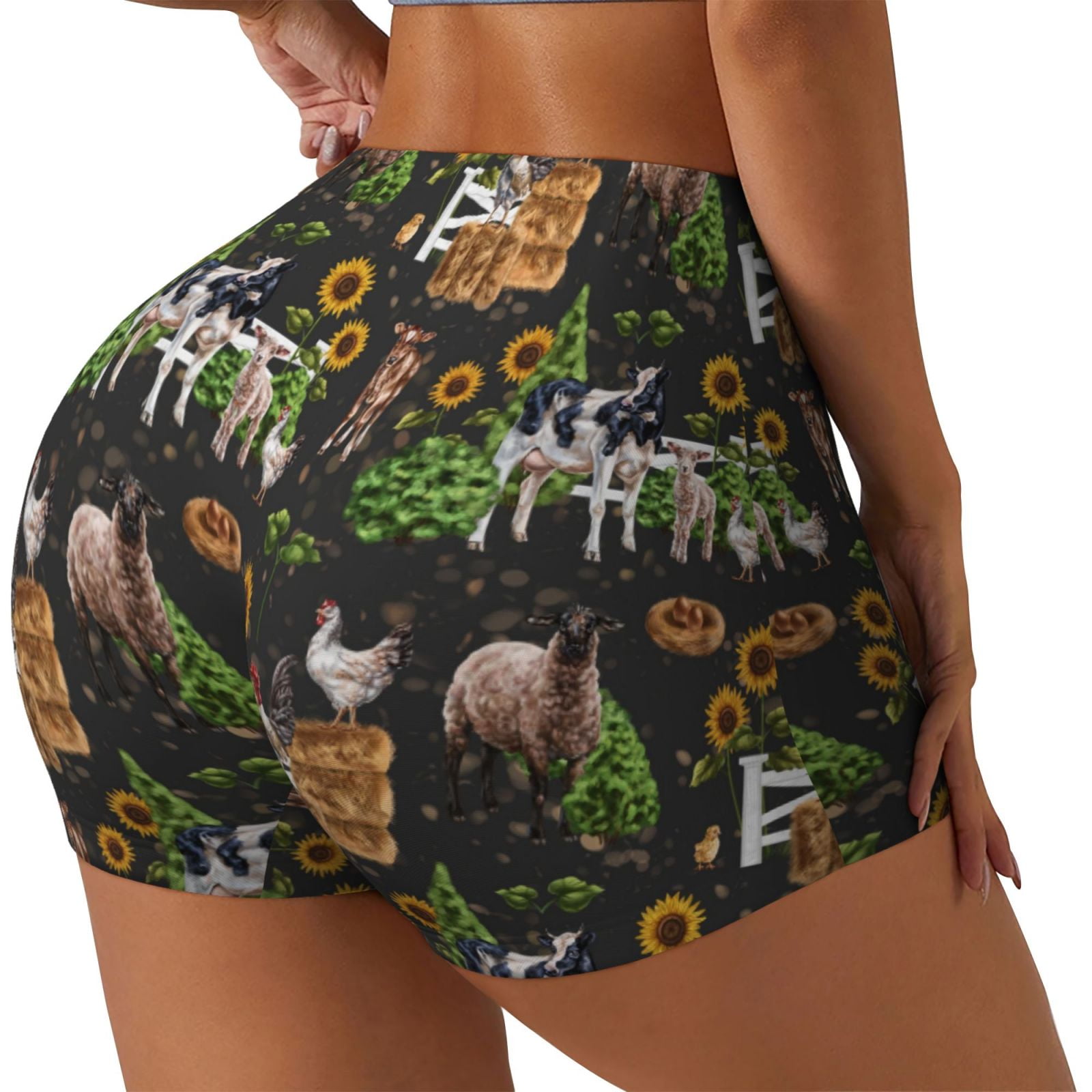 Disketp Farm Animals 2 for Scrunch Butt Workout Shorts Women Seamless ...