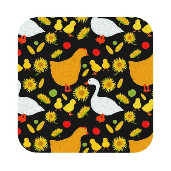 Disketp Farm Goose Funny Coasters,6 Pcs Leather Coasters With Holder ...