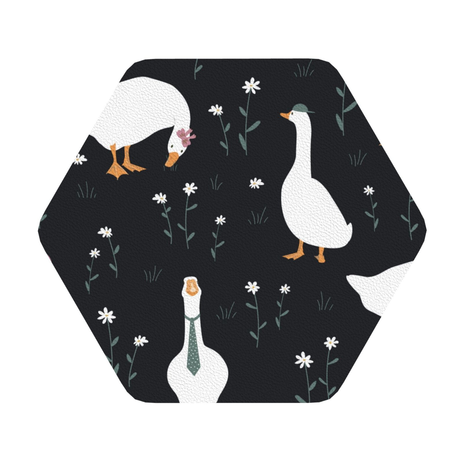 Disketp Fashionable Goose Funny Coasters,4 Pcs Leather Coasters With ...