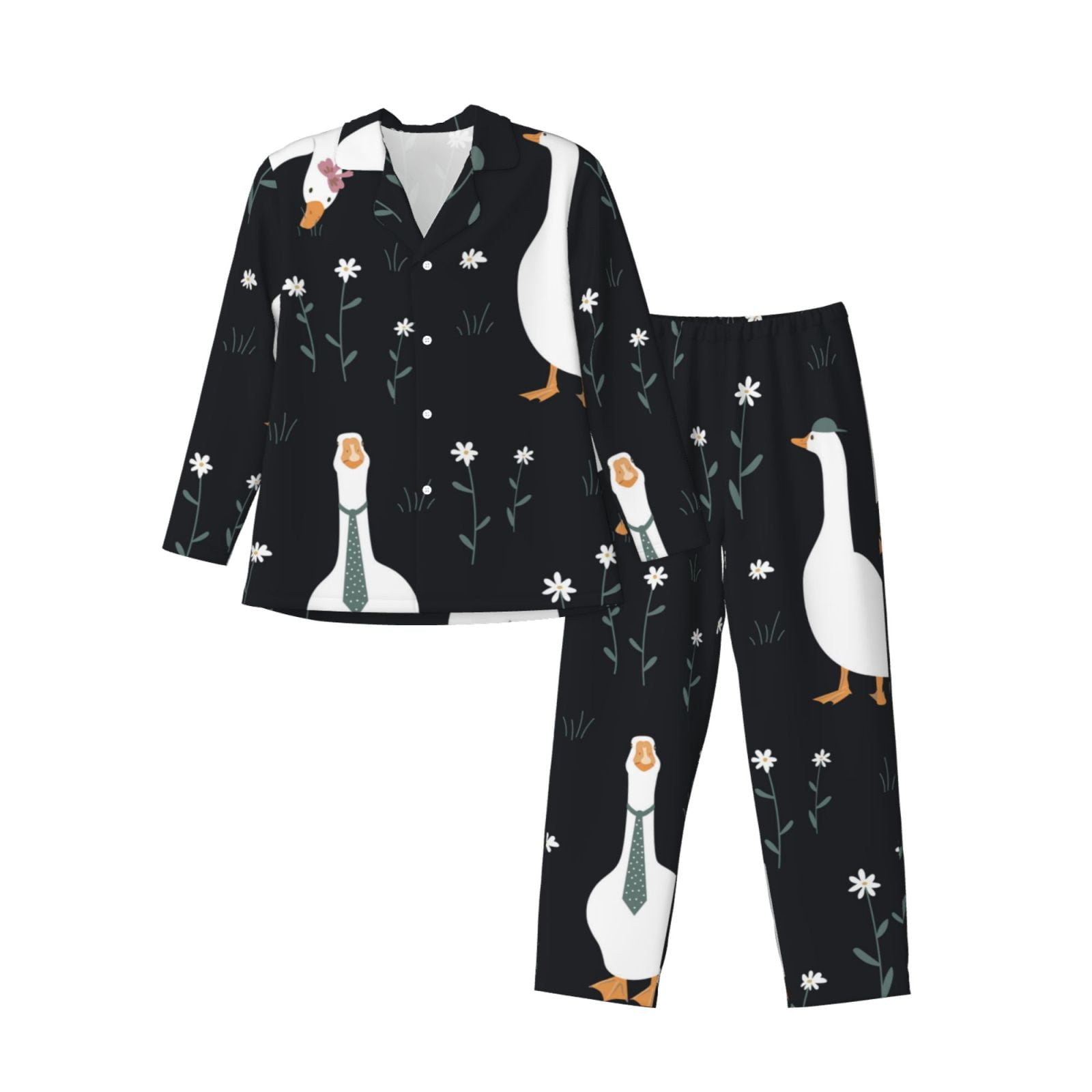Disketp Fashionable Goose for Pajamas Set Long Sleeve Sleepwear Mens ...