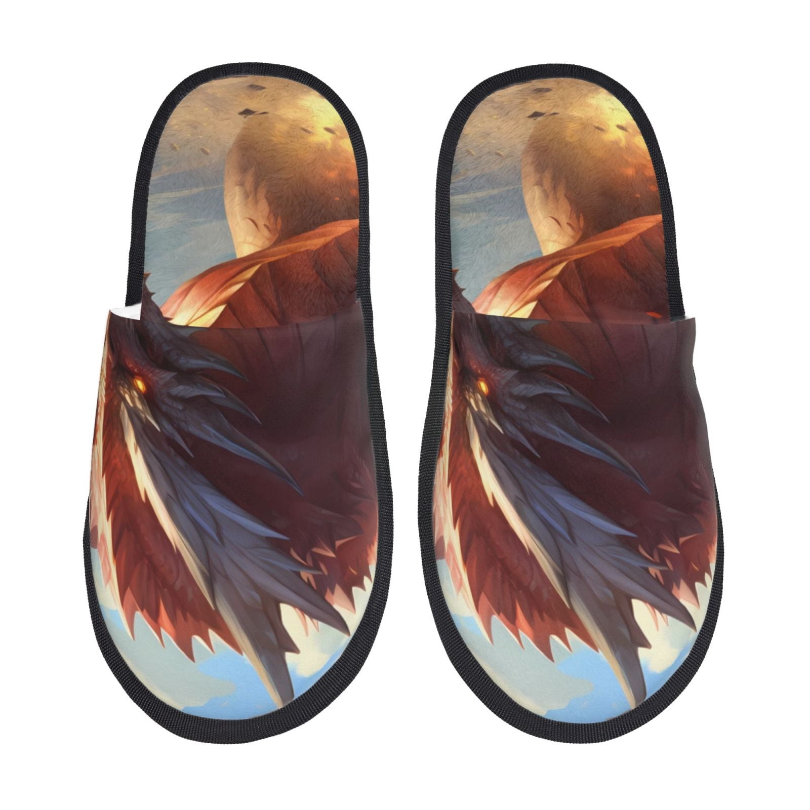 Disketp Ferocious Dragon Fury Fuzzy House Memory Foam Slippers, Furry ...