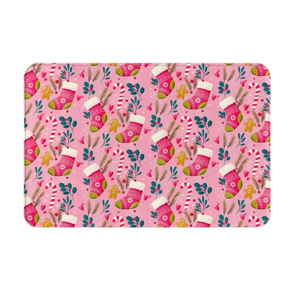 Disketp Festive Christmas Stocking Cheer Mat for Front Door Outside ...