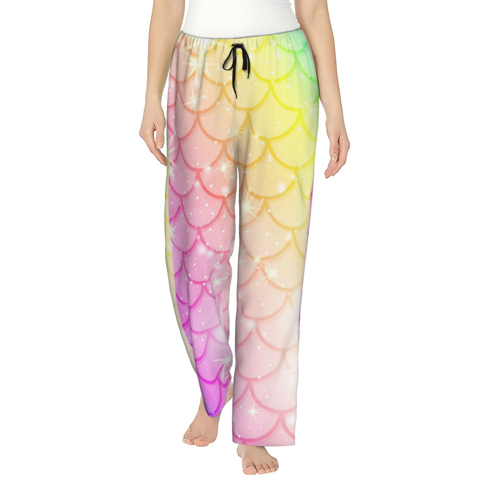 Disketp Fish Scale Print Women'S Comfy Pajama Pants Casual Drawstring ...