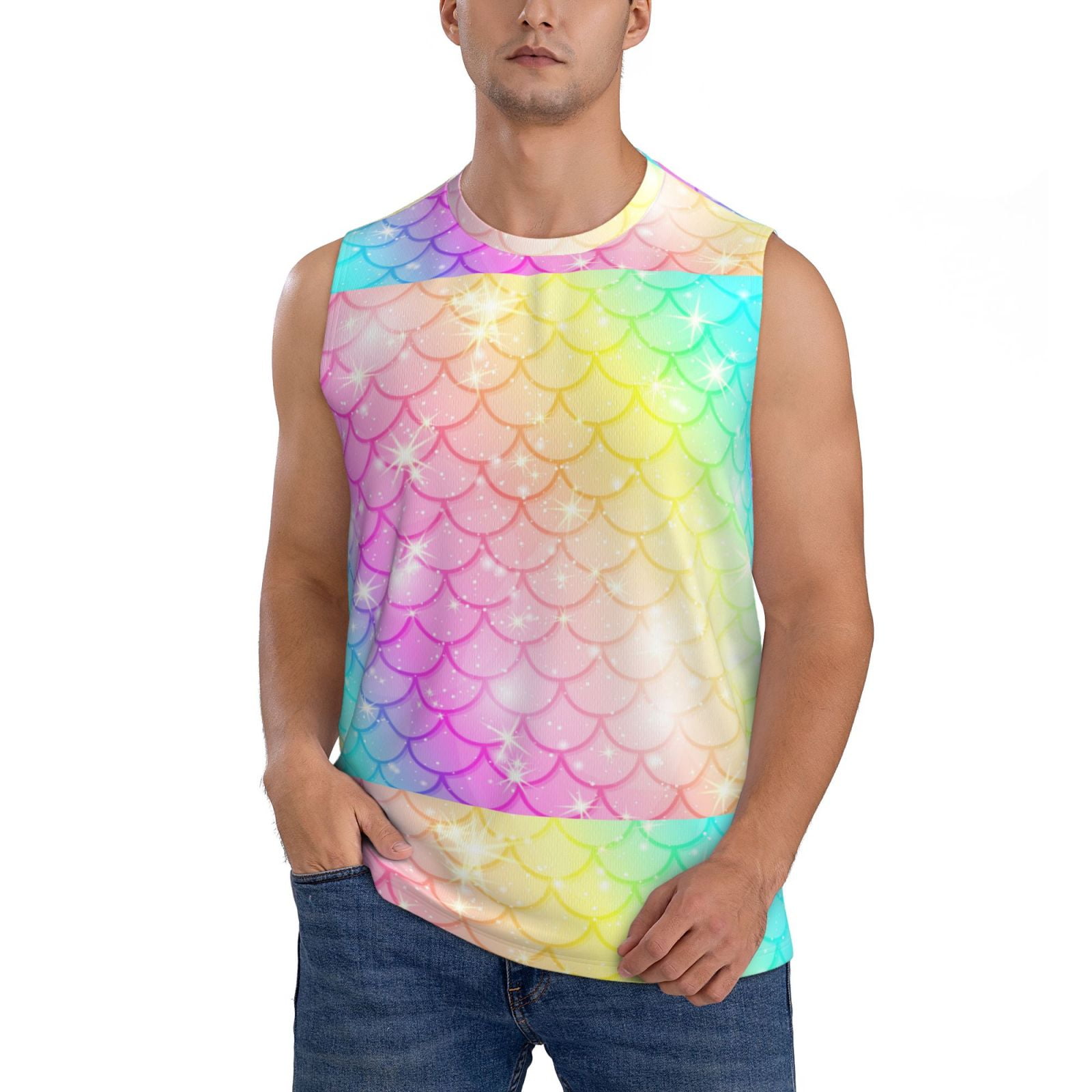 Disketp Fish Scale Sleeveless Tshirts For Men, Muscle Shirts For Men ...