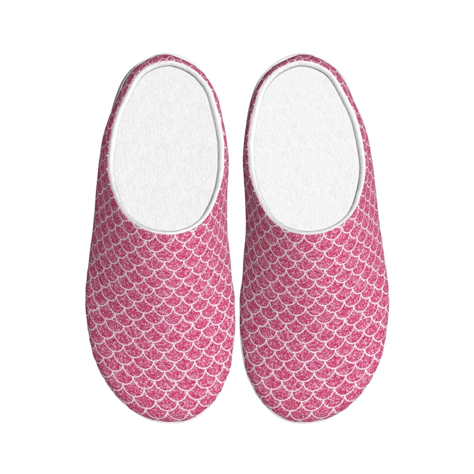 Disketp Fish Scales Women's Men's Slippers Plush Slip-On House Slipper ...