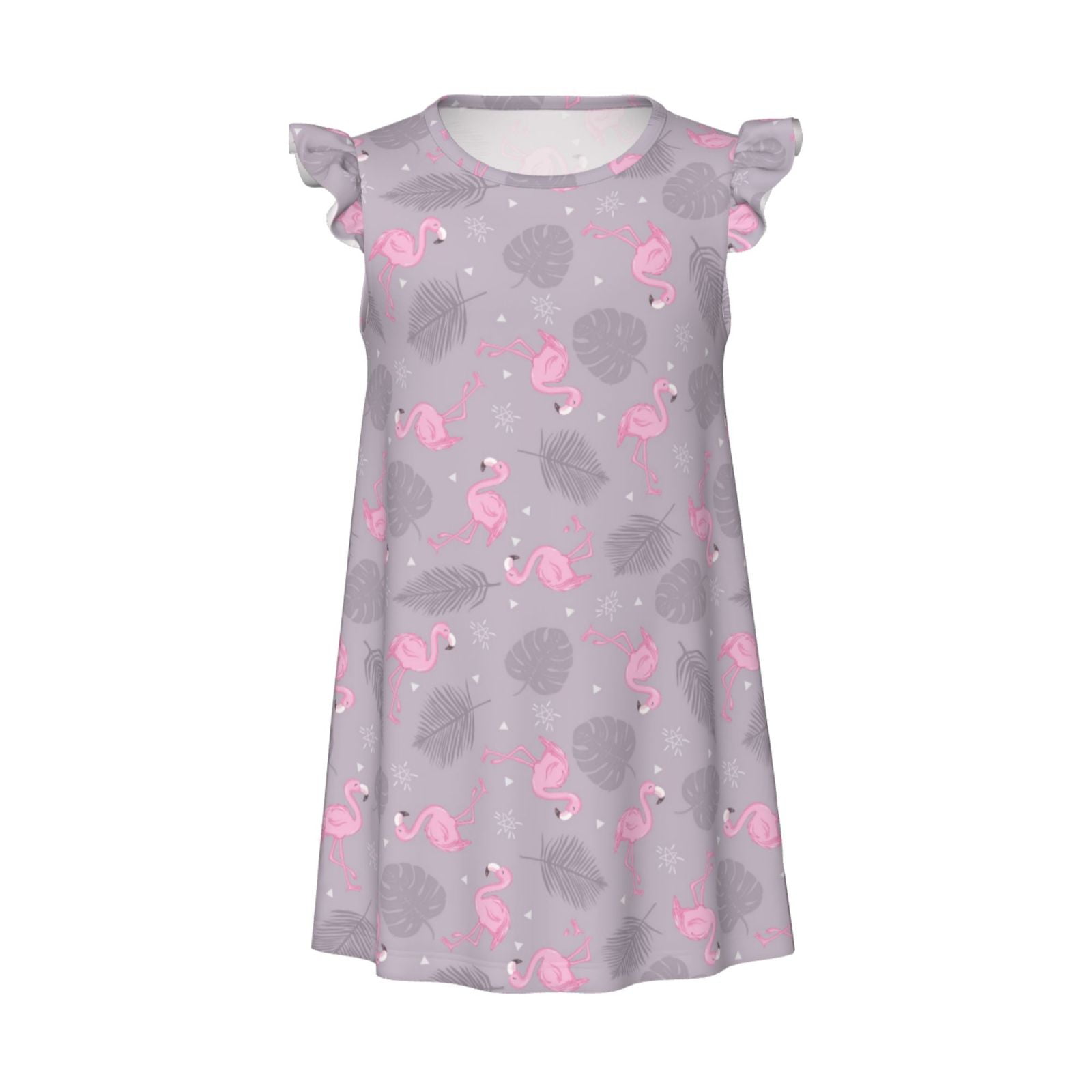 Disketp Flamingo Print Girls Nightgowns 3-10 Years Flutter Short ...