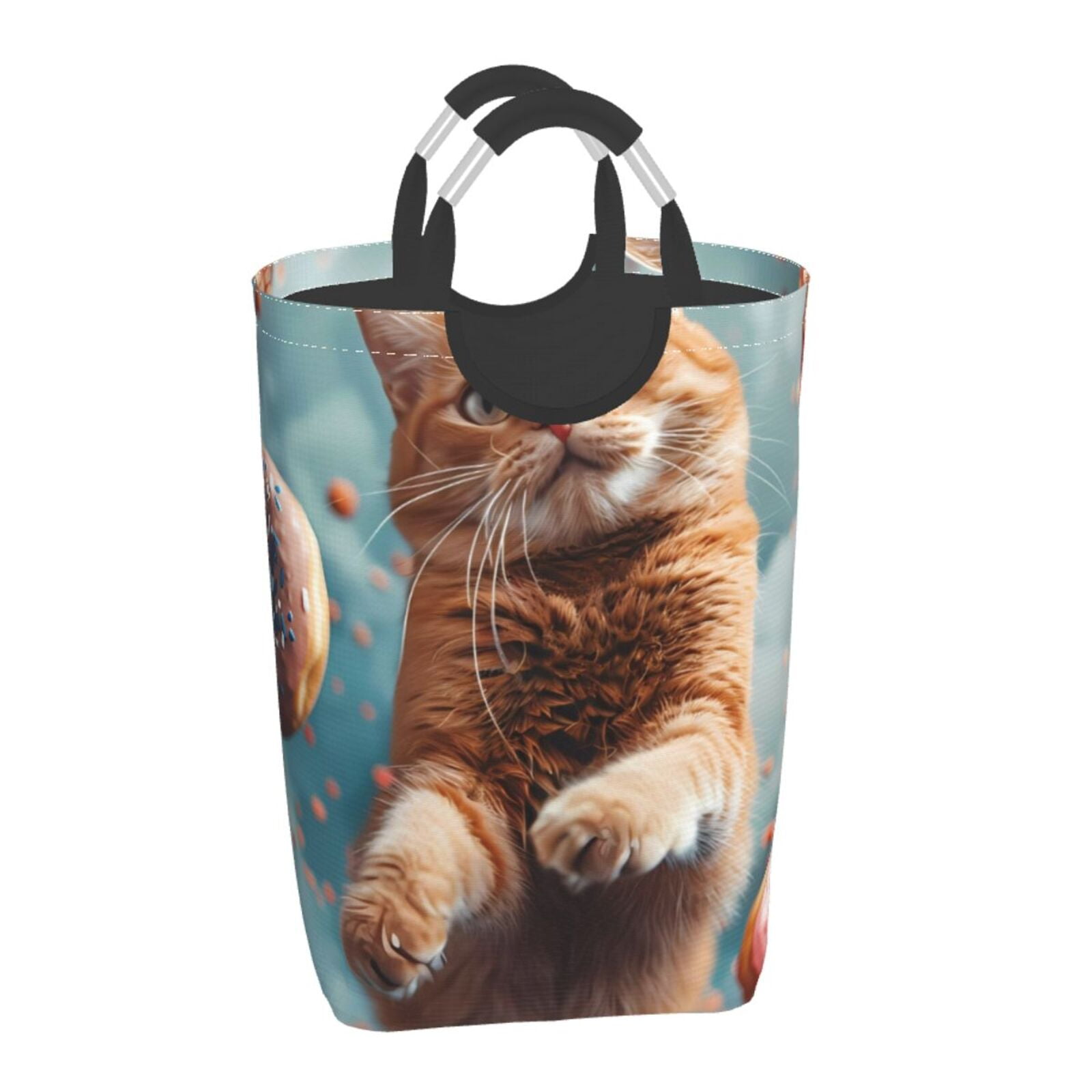 Disketp Floating Cat And Donuts Square Laundry Bag Large Collapsible ...