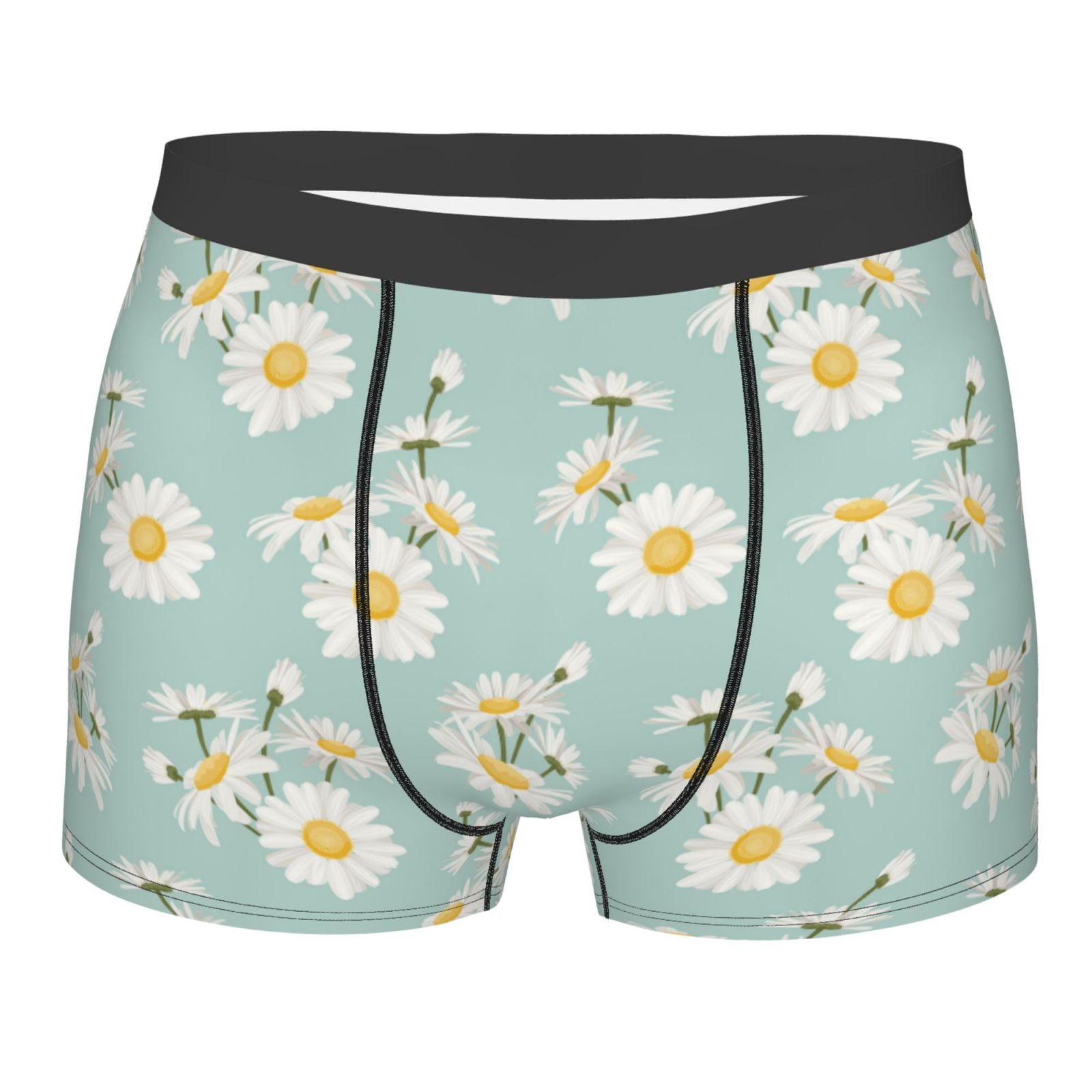 Disketp Floral Daisy Men's Boxer Briefs,Soft and Breathable Cotton Underwear with ComfortFlex ...