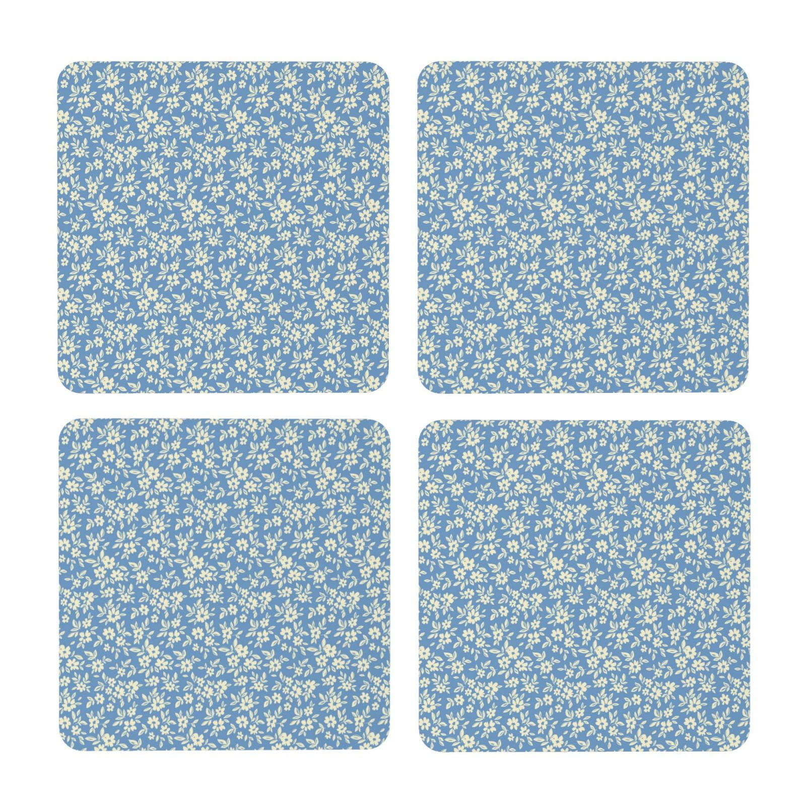 Disketp Floral Retro Style MDF Cork Coaster 4 Pcs - Absorbent Beverage ...