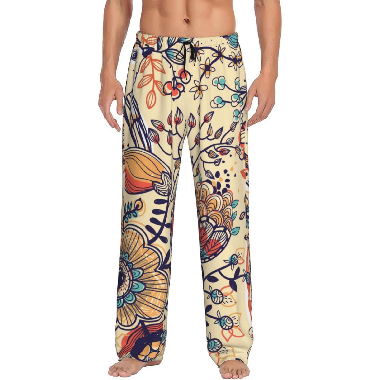 Disketp Floral With Birds Men'S Pajama Pants - Ultra Soft Fleece Sleep ...