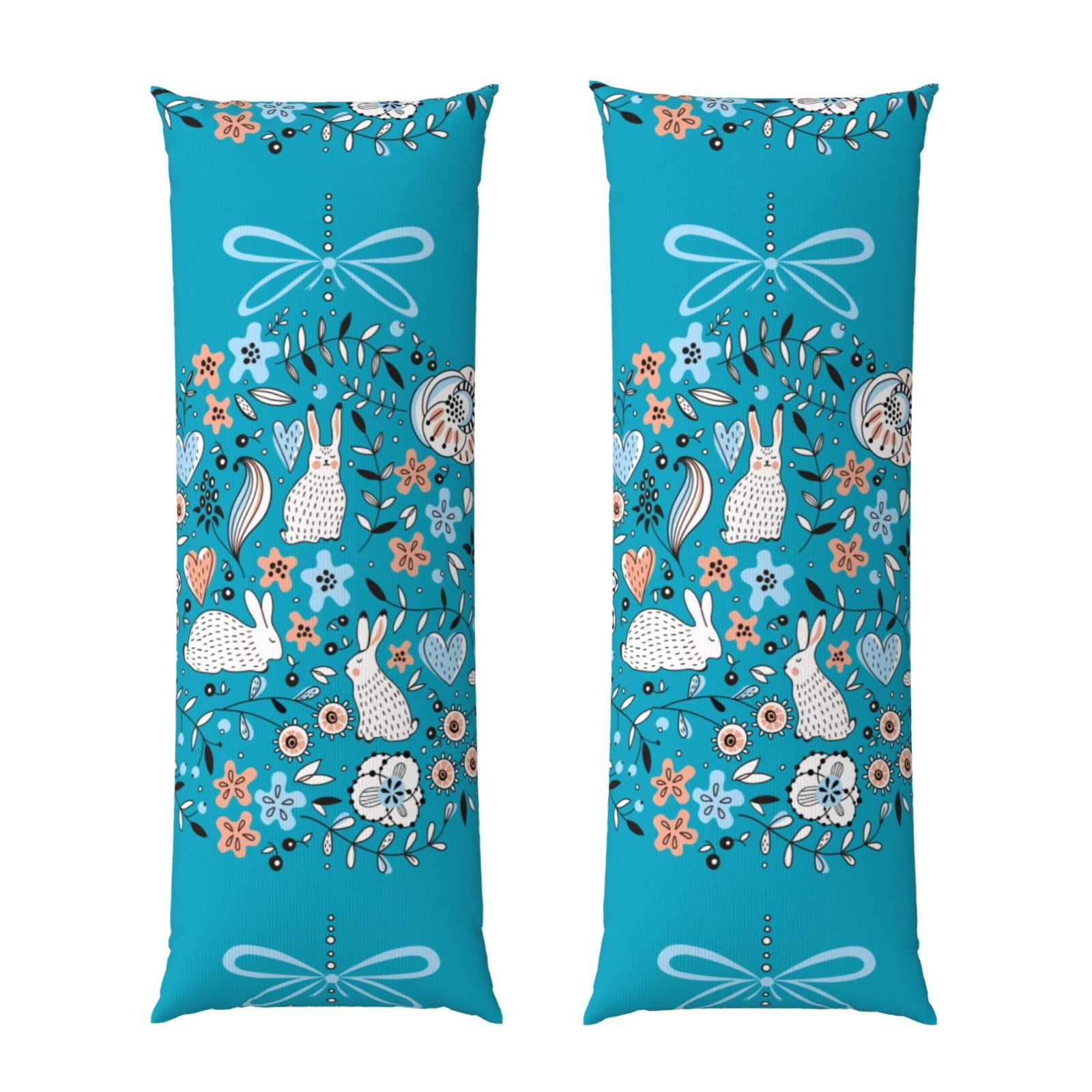 Disketp Floral with Rabbits Print Body Pillow Cover - Super Soft 20x54 ...