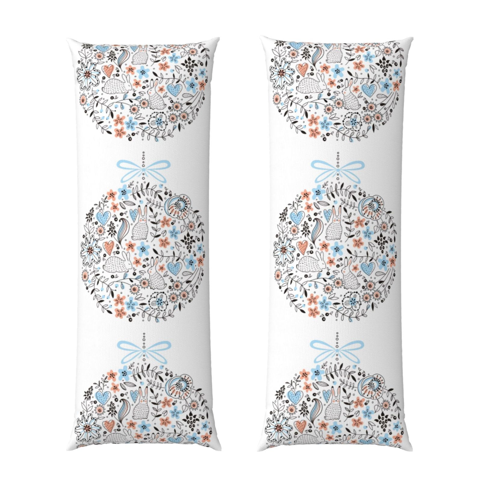 Disketp Floral with Rabbits Print Body Pillow Cover - Super Soft 20x54 ...