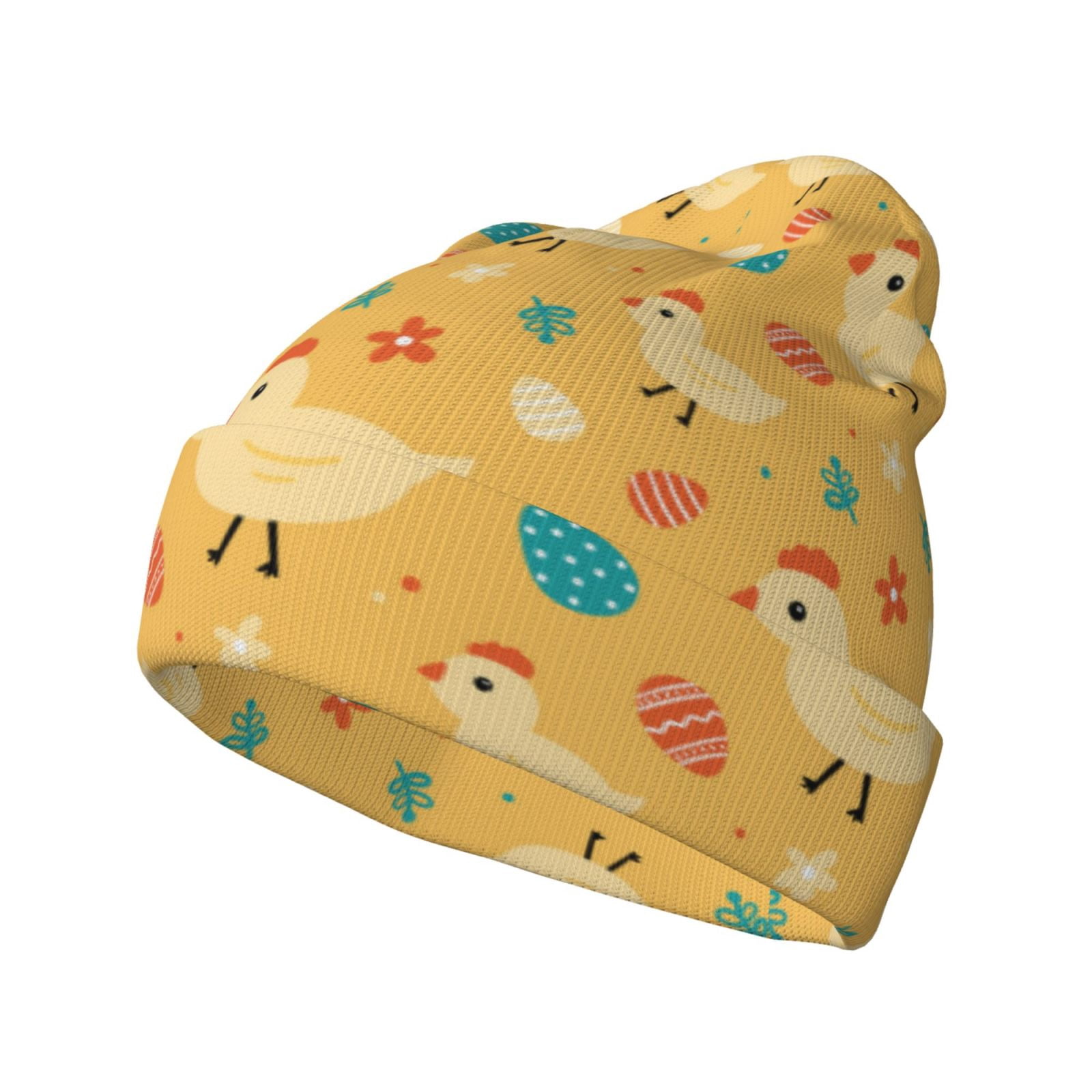 Disketp Flowe Chicken Winter Beanie for Men Women Beanie Knit Hat ...