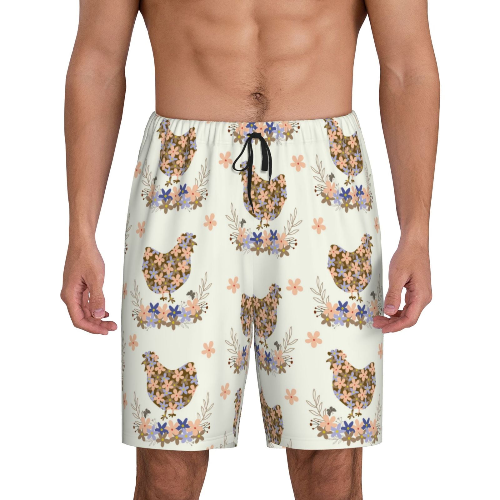 Disketp Flower Chicken for Men's Soft Sleep Pajama Shorts Lightweight ...