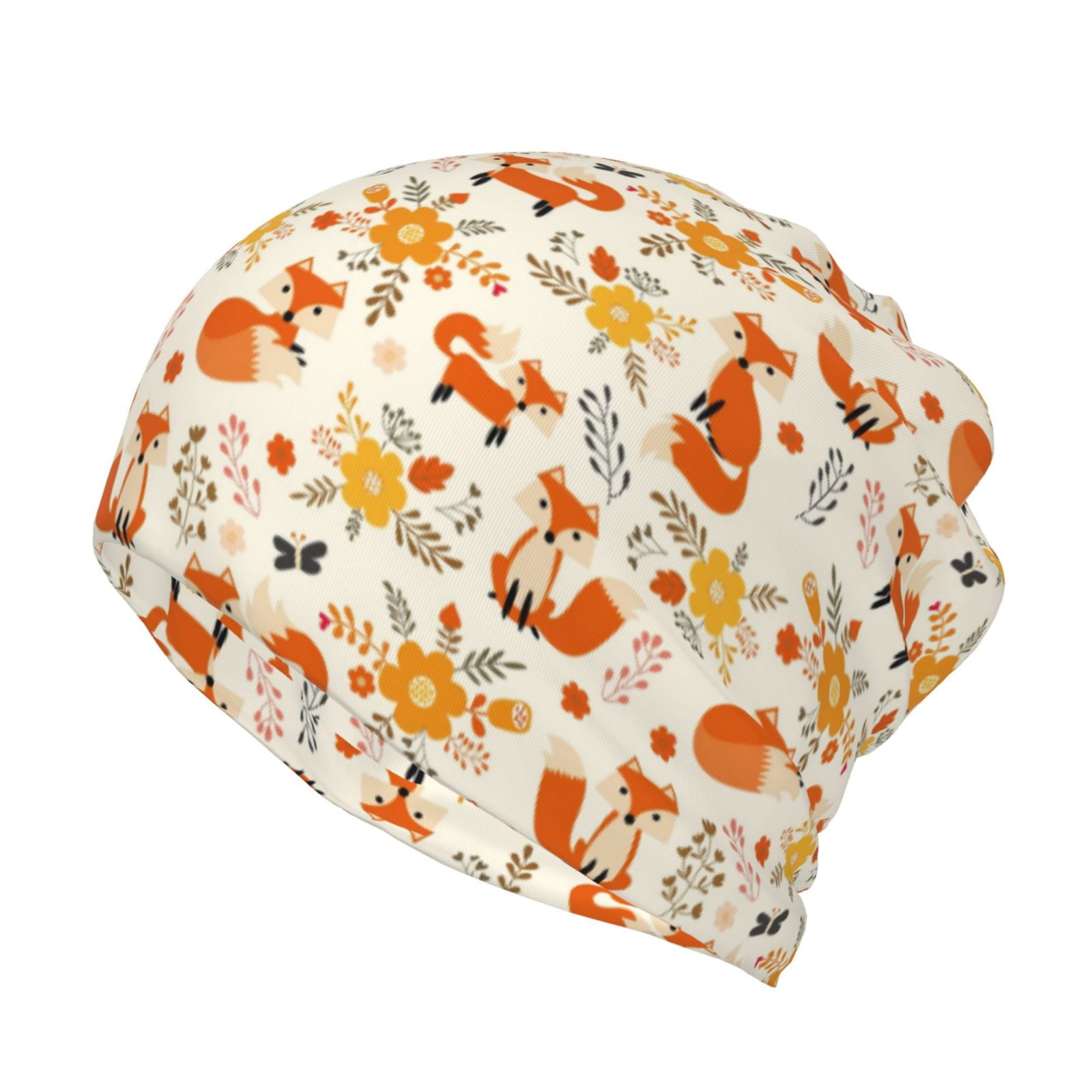 Disketp Flower Fox Slouchy Beanie Hip-Hop Soft Lightweight Running ...