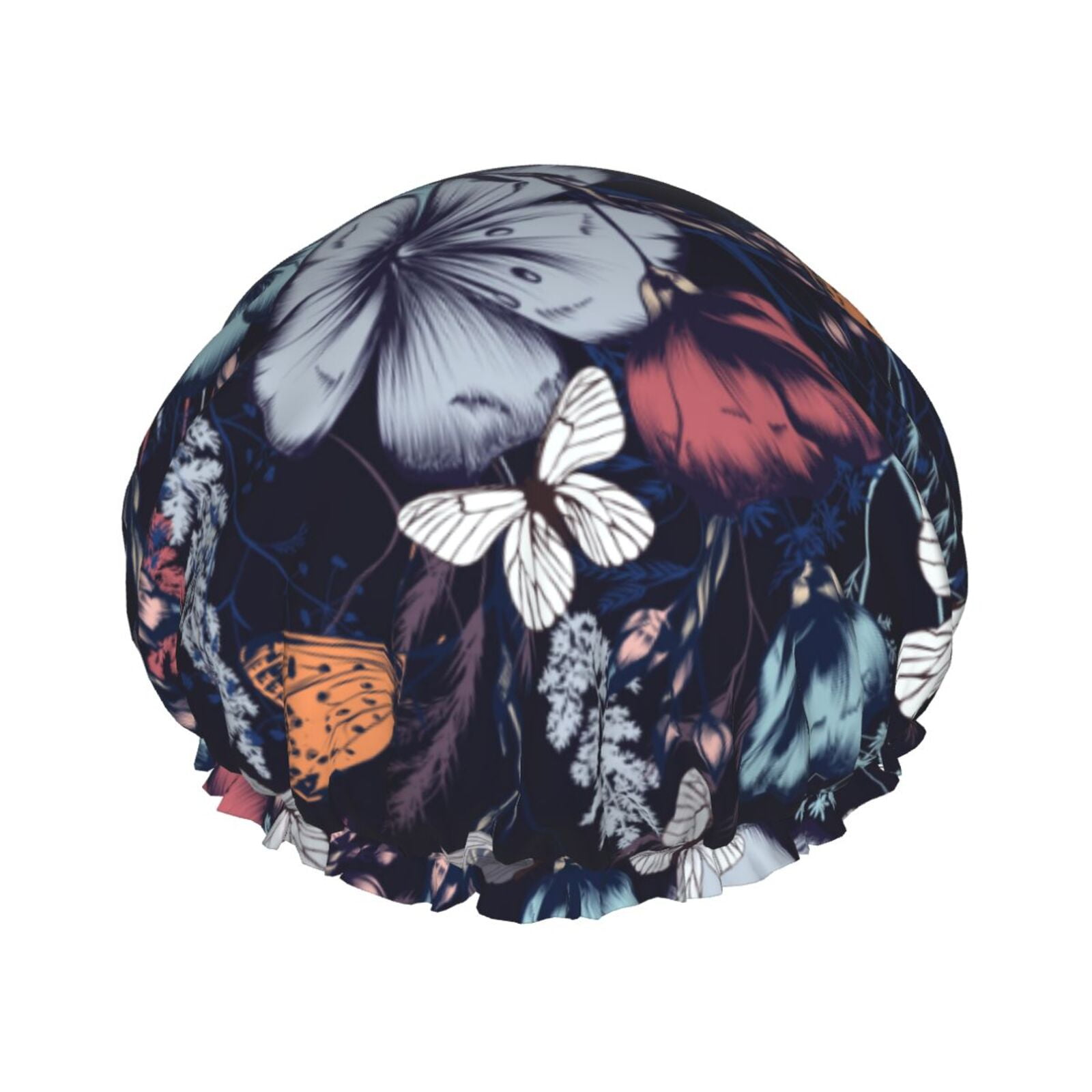 Disketp Flowers Ad Butterflies Shower Caps,Reusable Shower Cap For ...