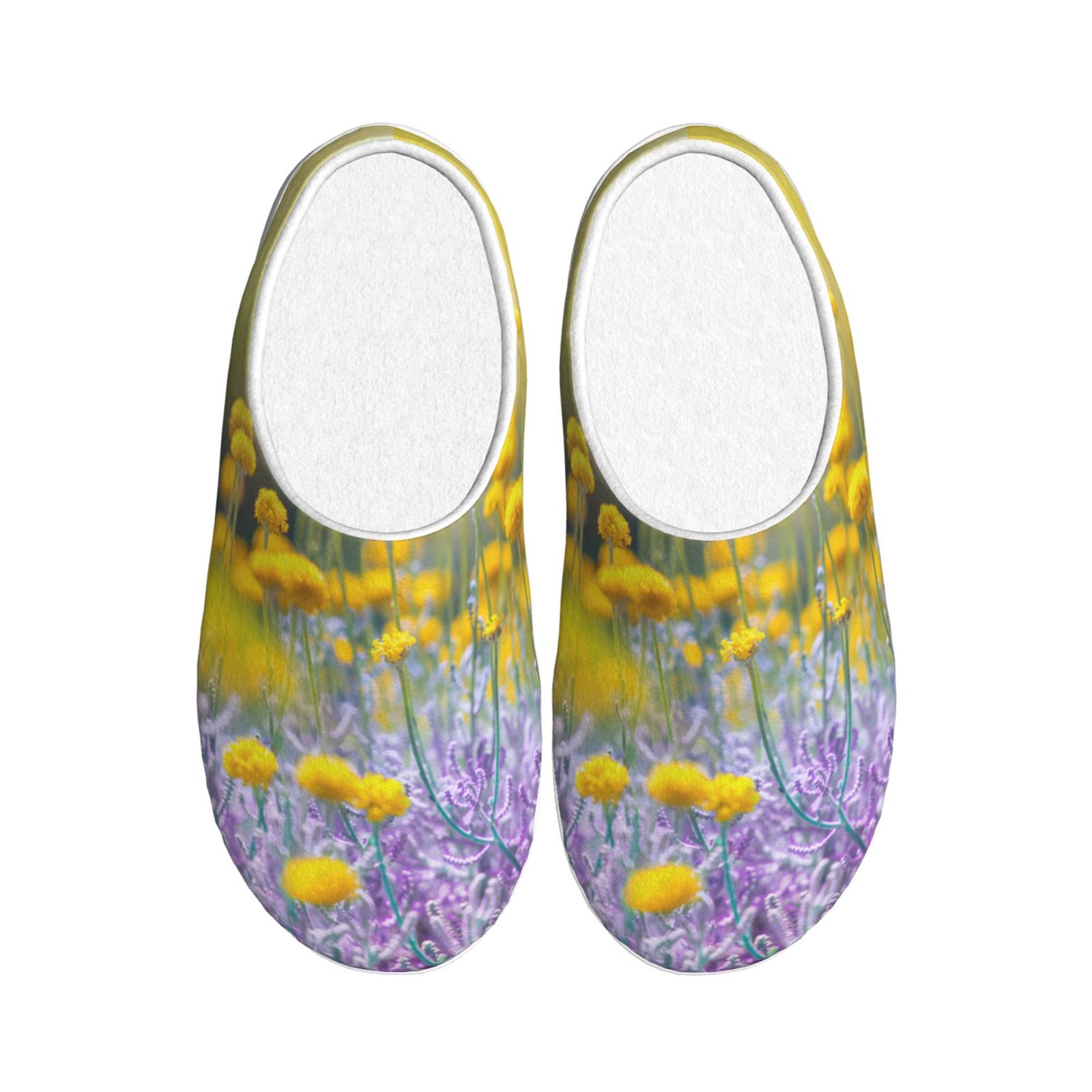 Disketp Flowers And Butterflies Women's Men's Slippers Plush Slip-On ...