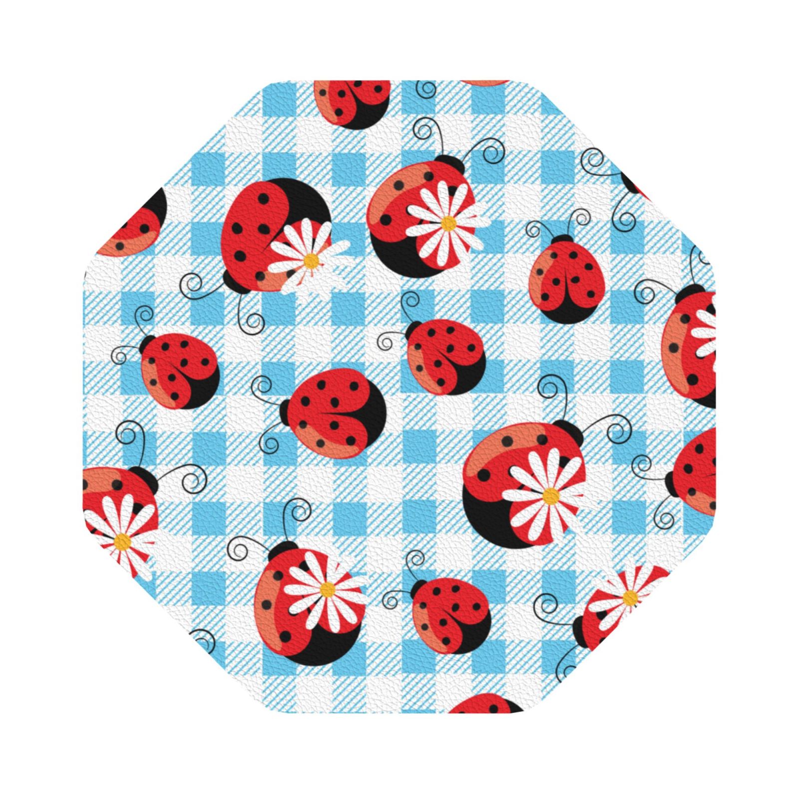 Disketp Flowers And Lady Bugs Funny Coasters,4 Pcs Leather Coasters ...