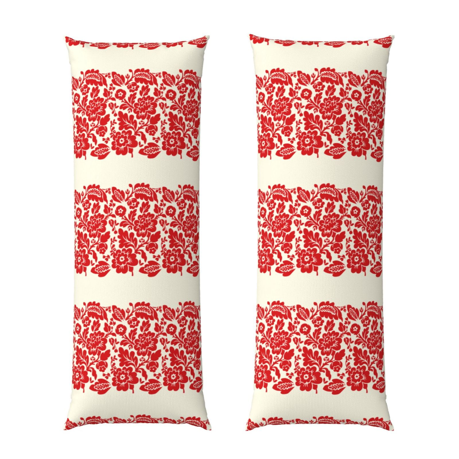 Disketp Flowers Red Beige Print Body Pillow Cover - Super Soft 20x54 ...