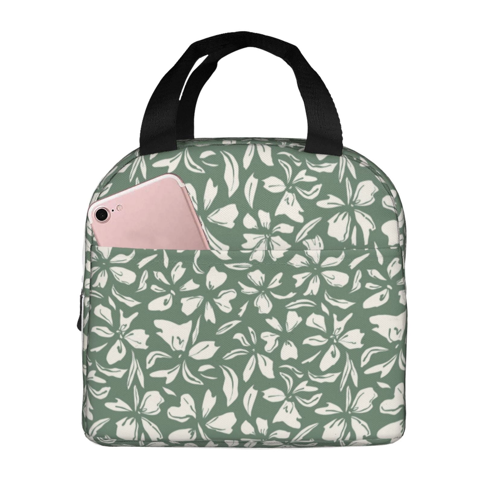 Disketp Flowers With Leaves Lunch Bag for Women Men, Leakproof Thermal ...