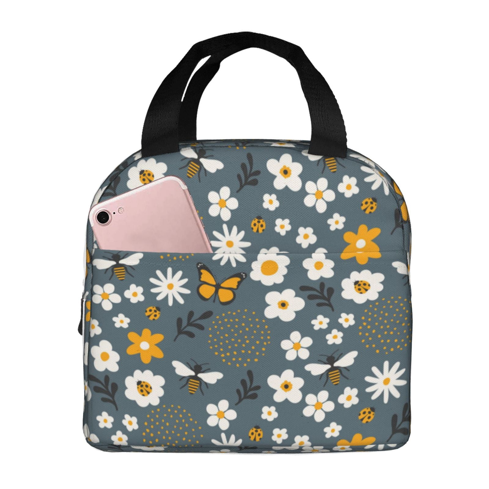 Disketp Flowers and Bee Lunch Bag for Women Men, Leakproof Thermal ...