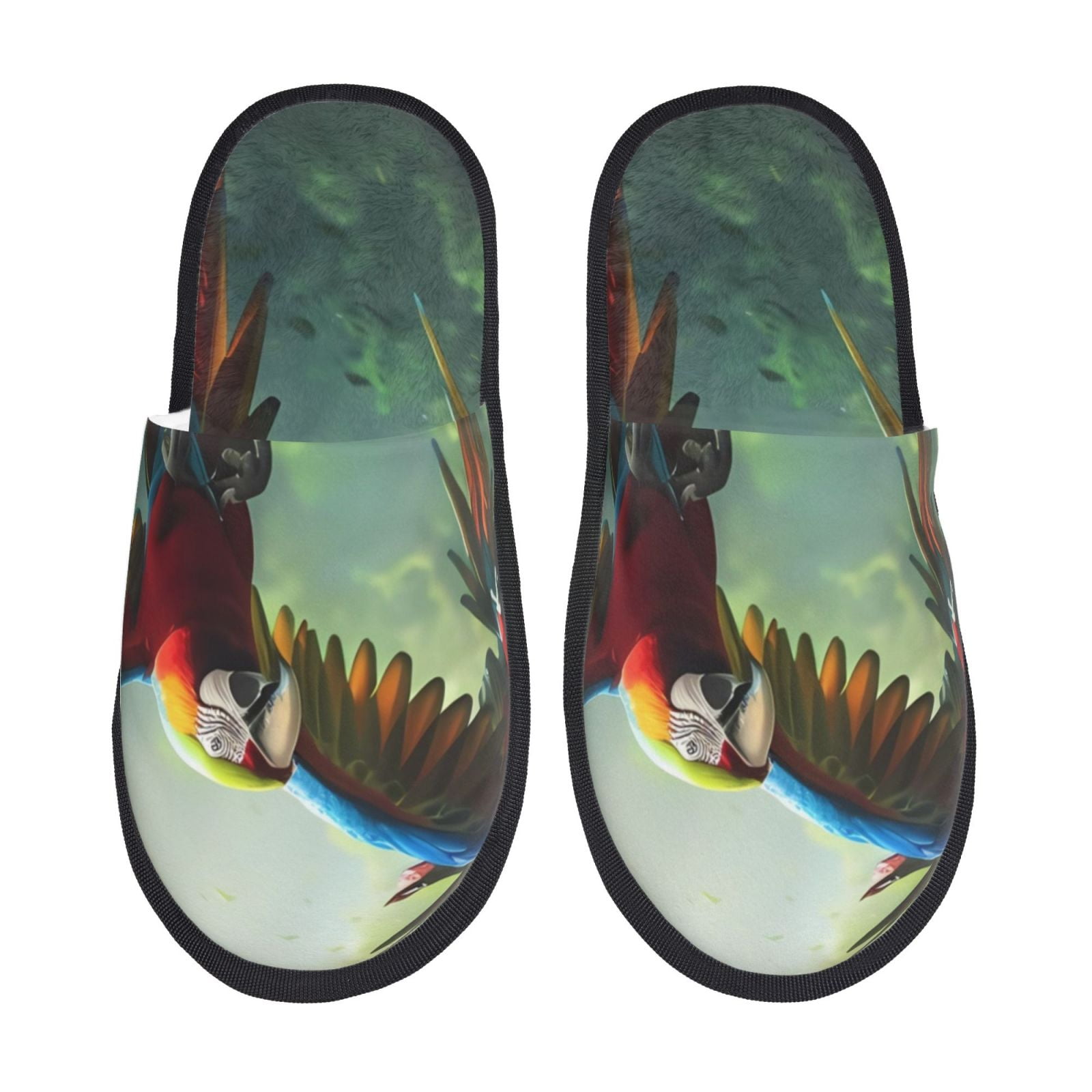 Disketp Flying Parrots In Jungle Fuzzy House Memory Foam Slippers ...
