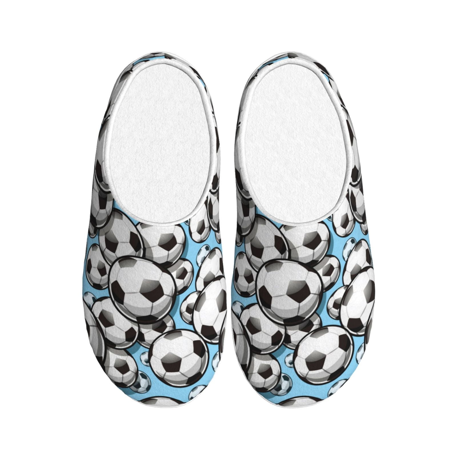 Disketp Football Soccer Ball Women's Men's Slippers Plush Slip-On House ...