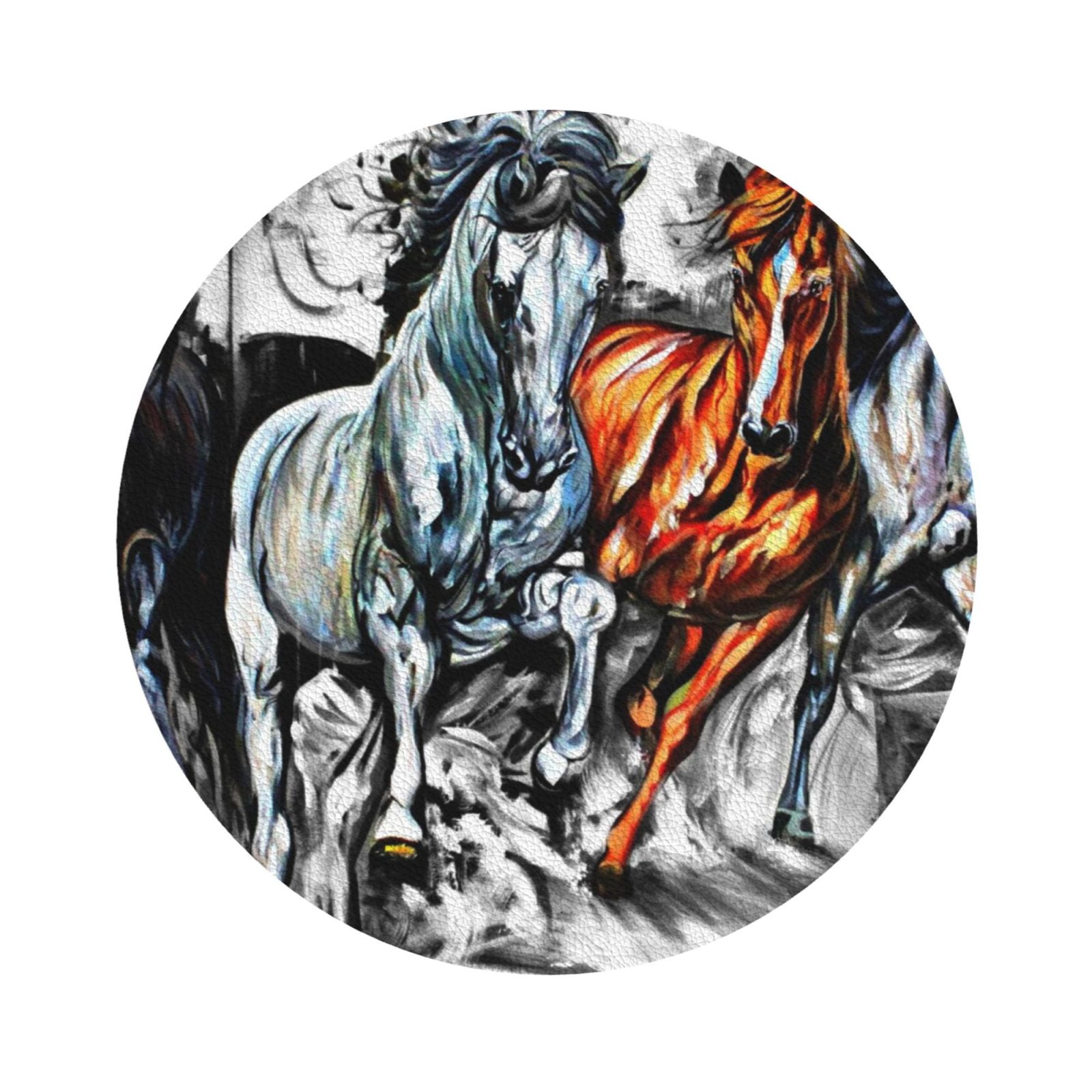 Disketp Four Running Horses Funny Coasters,4 Pcs Leather Coasters With ...