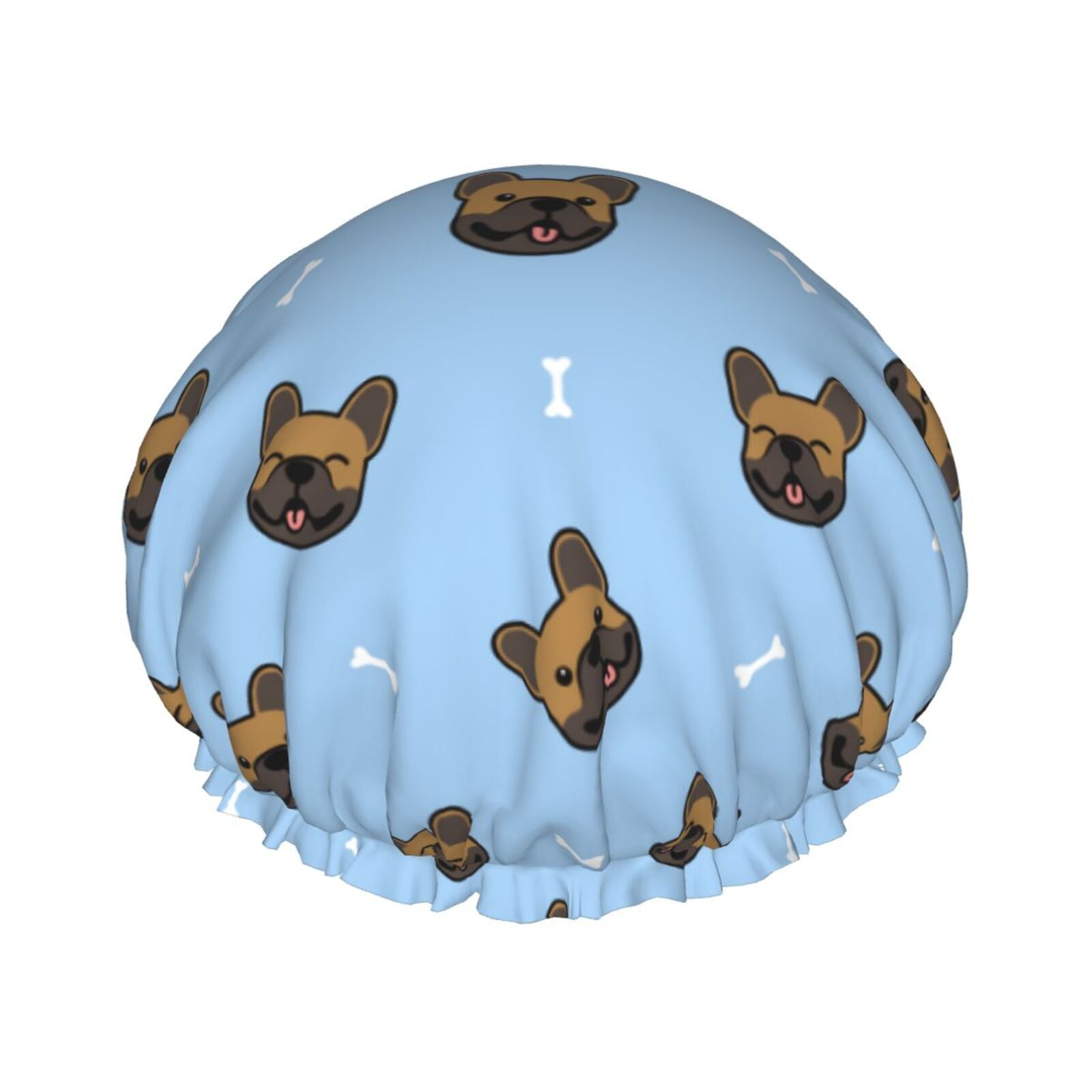 Disketp French Bulldog Face Shower Caps,Reusable Shower Cap For Women ...