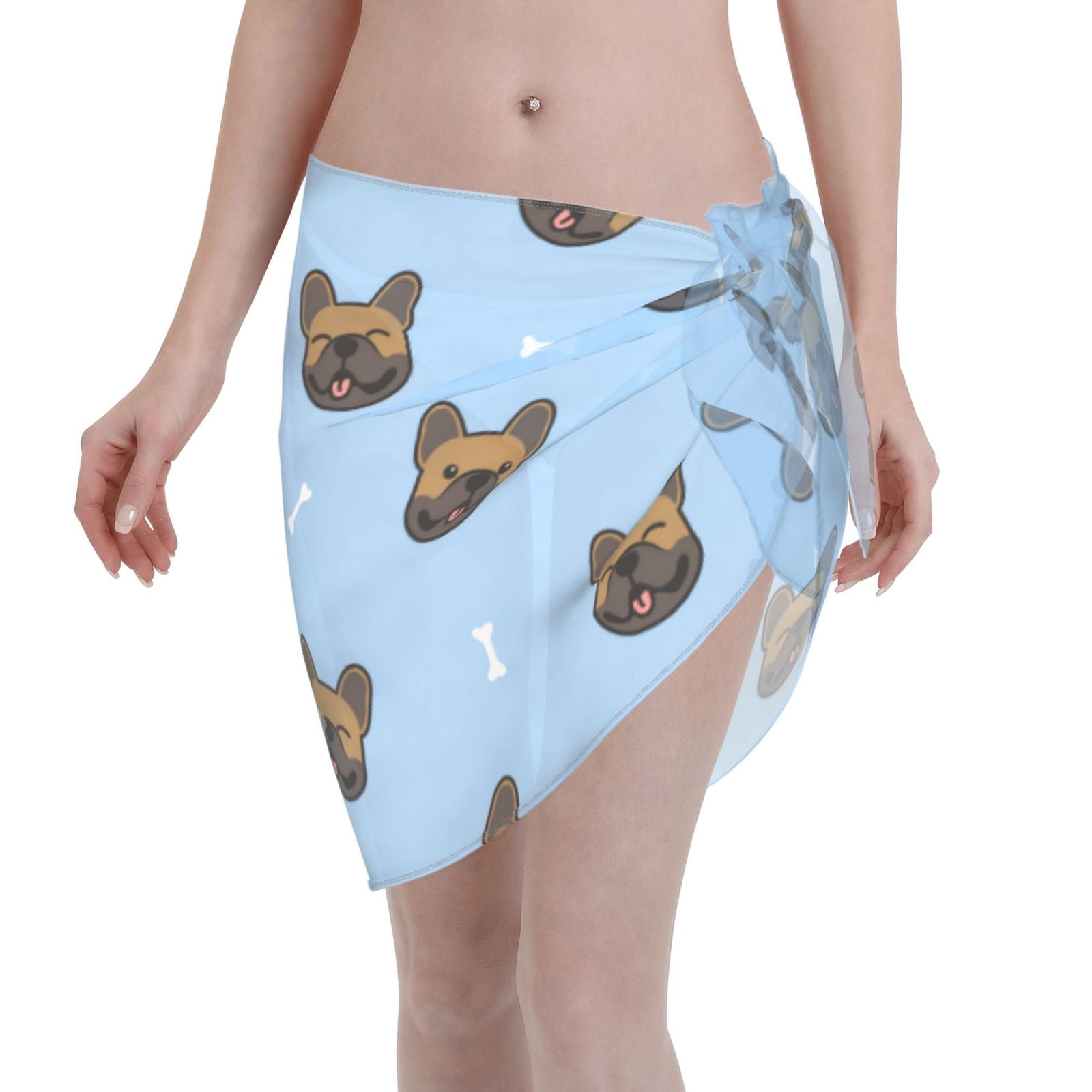 Disketp French Bulldog Face Women Swimsuit Cover Up Short Chiffon ...