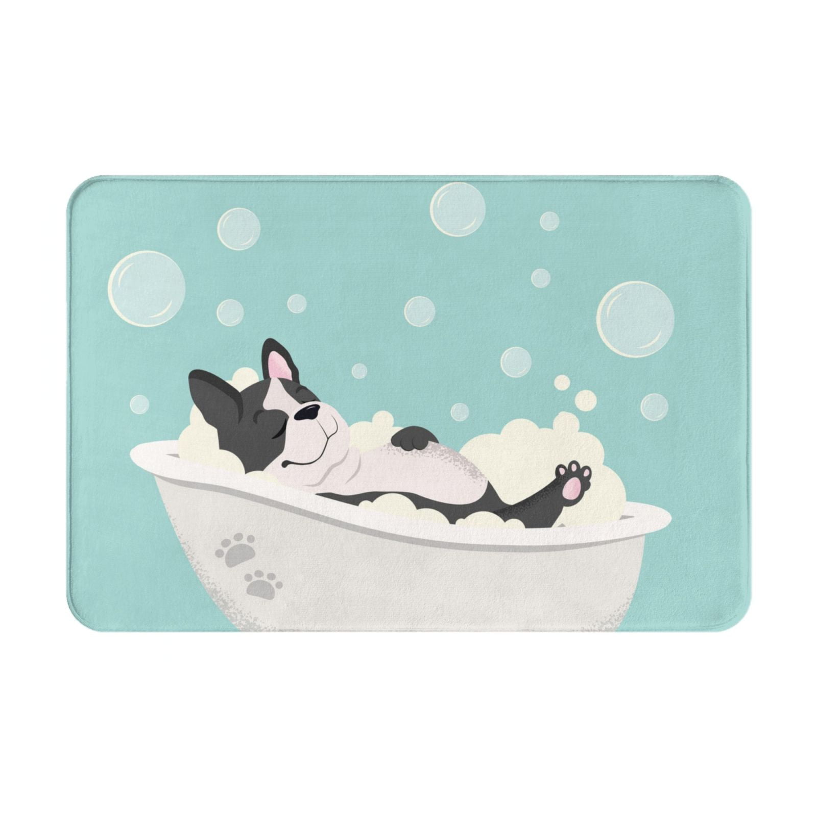 Disketp French Bulldog Taking A Bath Mat For Front Door Outside ...