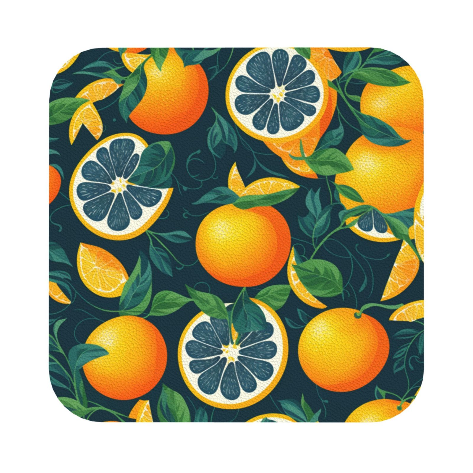 Disketp Fresh Orange Funny Coasters,6 Pcs Leather Coasters With Holder ...