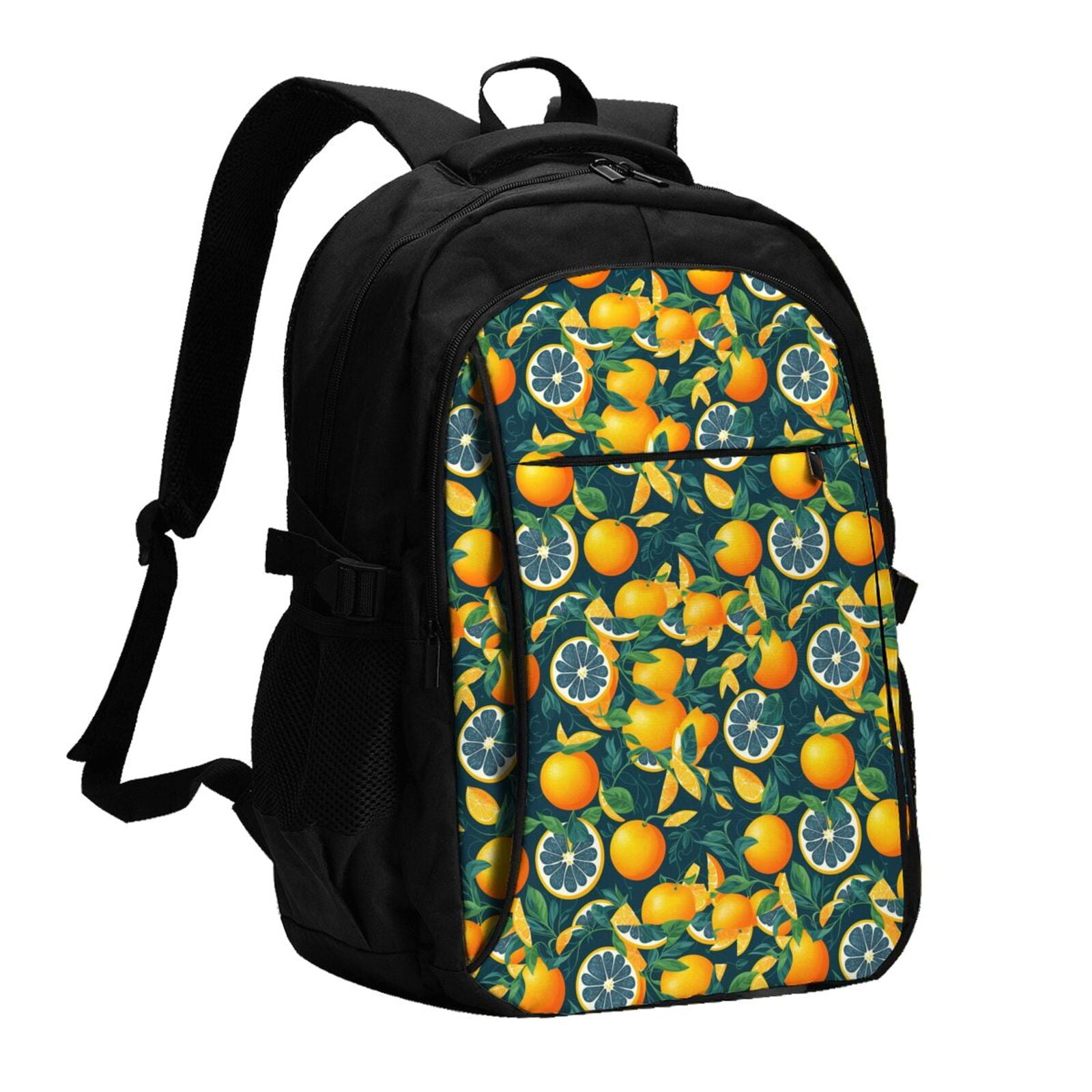 Disketp Fresh Orange Travel Laptop Backpack, Laptops Backpack with USB ...