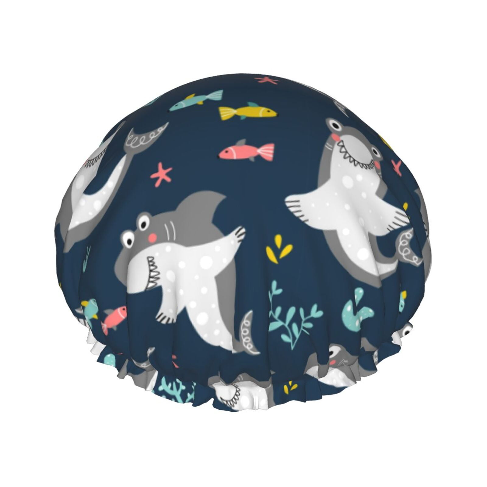 Disketp Friendly Smiling Sharks Shower Caps,Reusable Shower Cap For ...