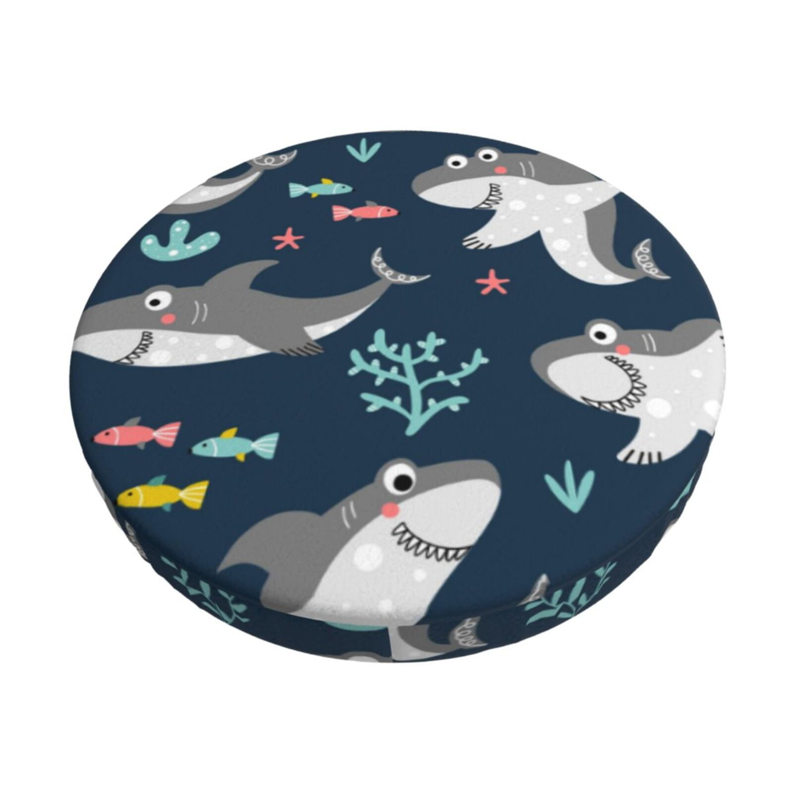 Disketp Friendly Smiling Sharks Stool Covers Round, Super Soft Round ...