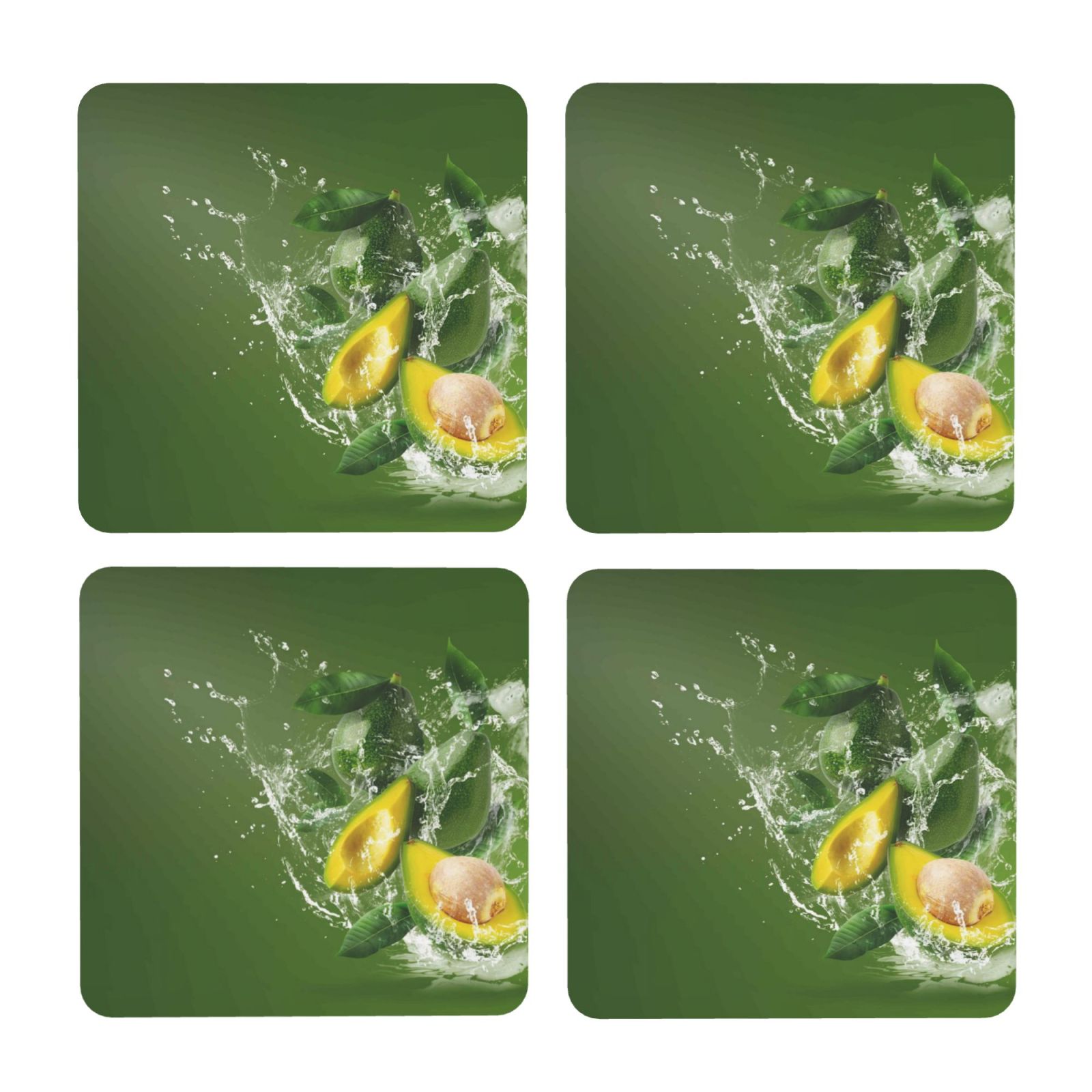 Disketp Friut Avocado MDF Cork Coaster 4 Pcs - Absorbent Beverage ...