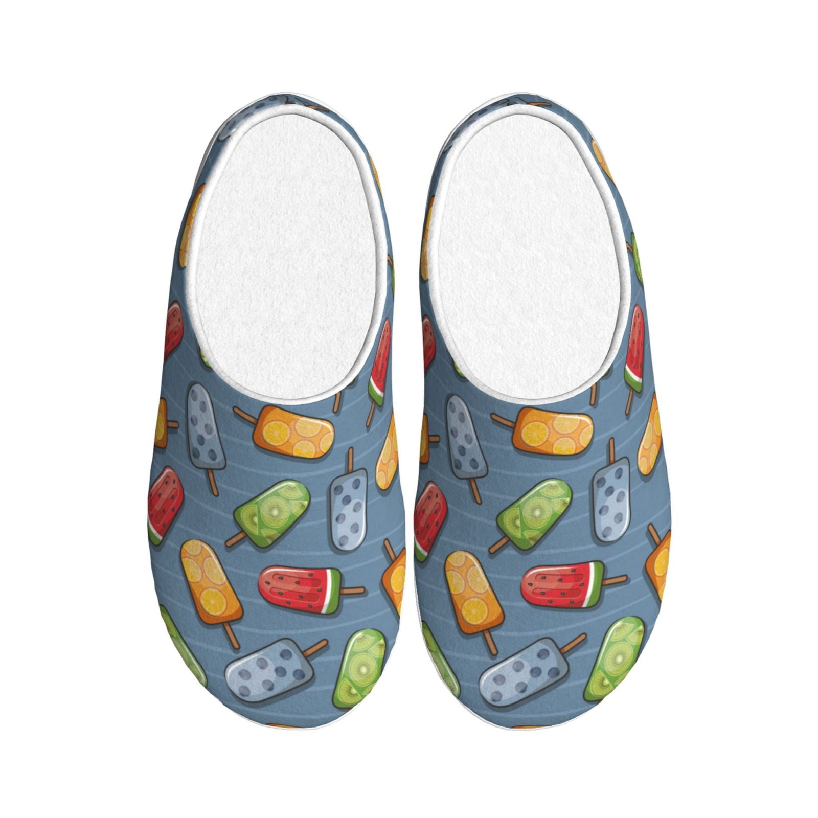 Disketp Fruit Ice Cream Women's Men's Slippers Plush Slip-On House ...