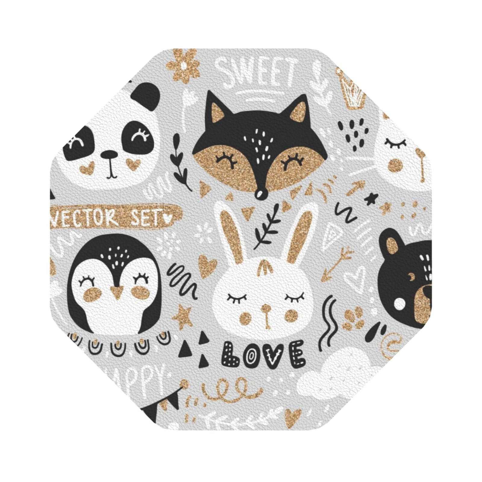 Disketp Funny Animals Series Funny Coasters,4 Pcs Leather Coasters With ...