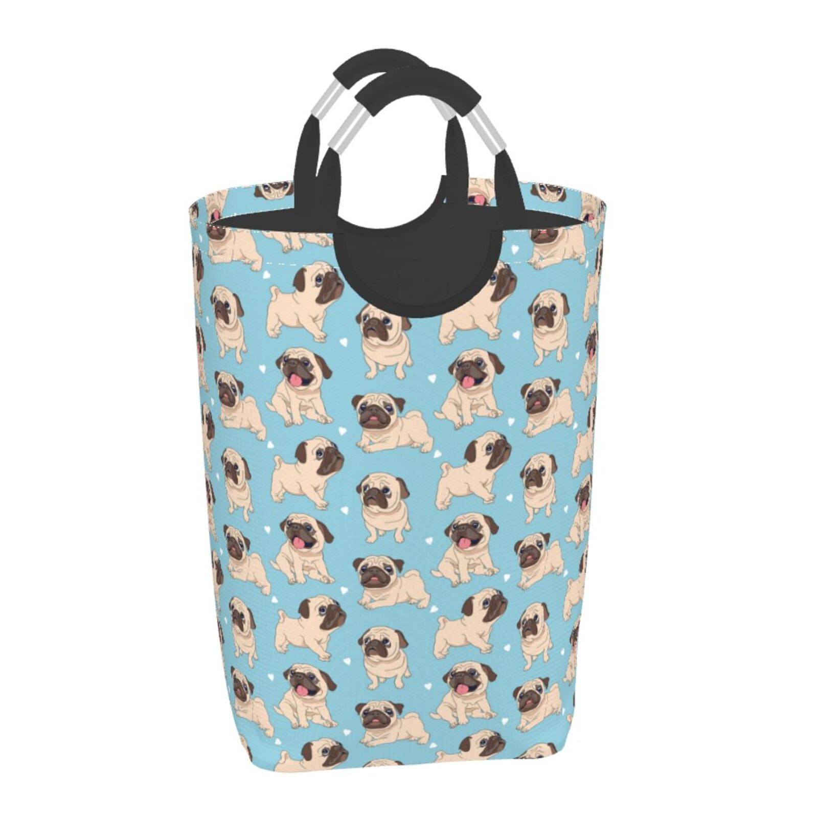 Disketp Funny Cartoon Pugs Square Laundry Bag Large Collapsible Dirty ...