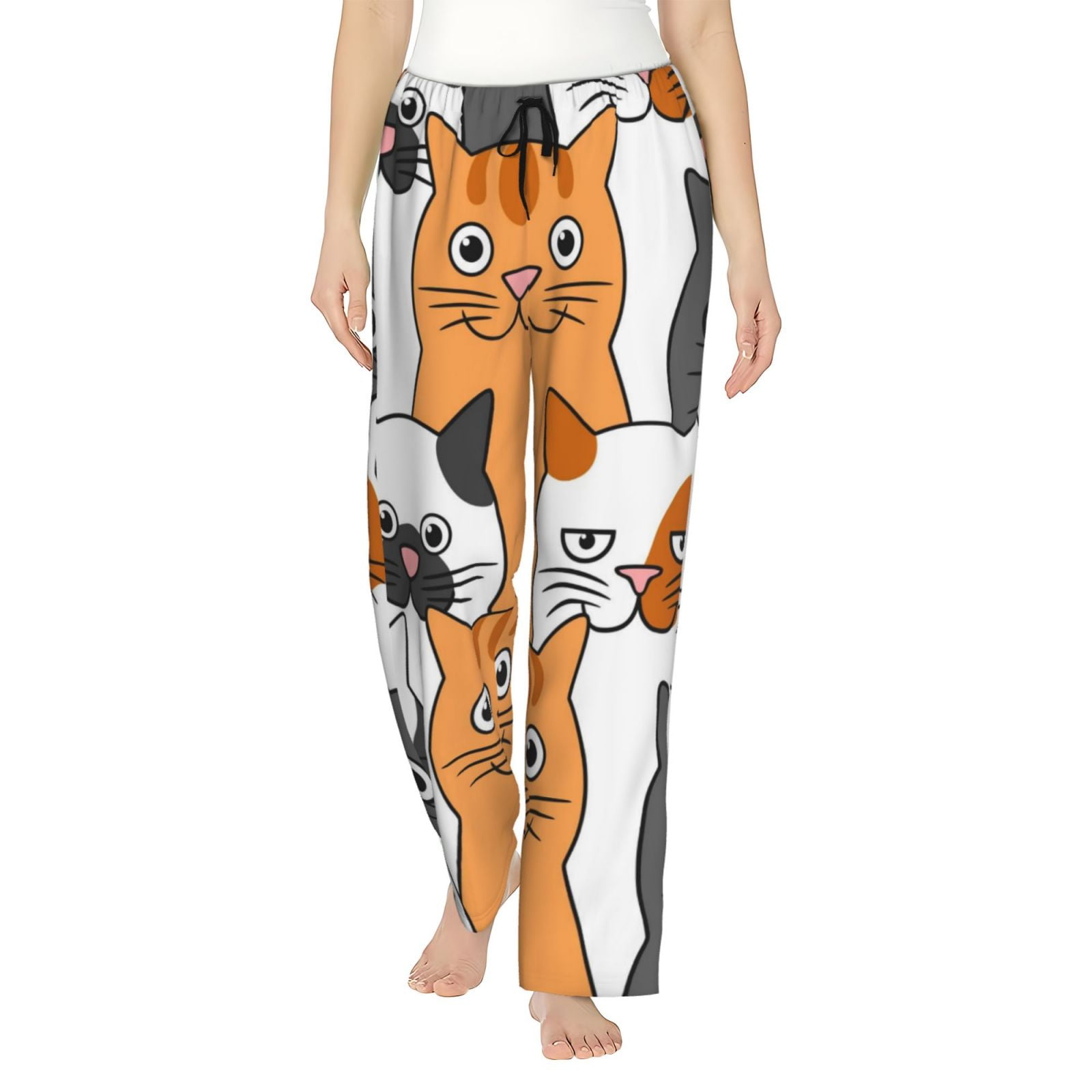 Disketp Funny Cats Print Women'S Comfy Pajama Pants Casual Drawstring ...