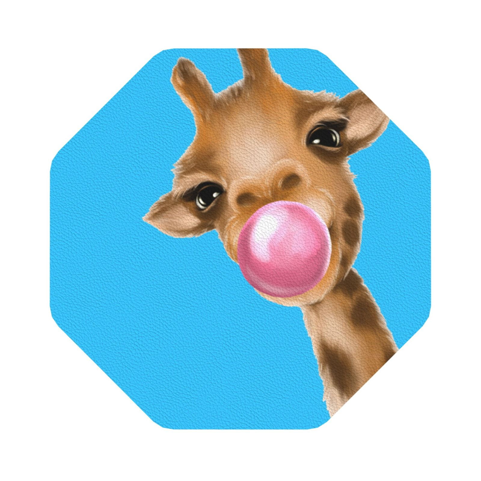 Disketp Funny Giraffe Blowing Bubble Funny Coasters,4 Pcs Leather ...
