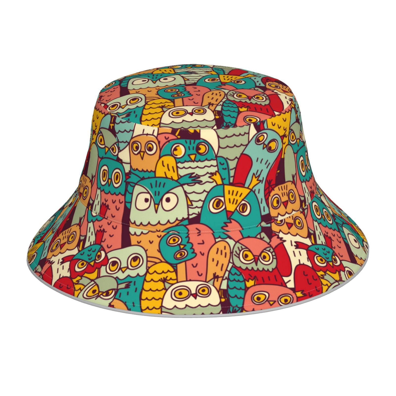 Disketp Funny Owl Bird Print Reflective Bucket Hat Beach Hat Summer ...