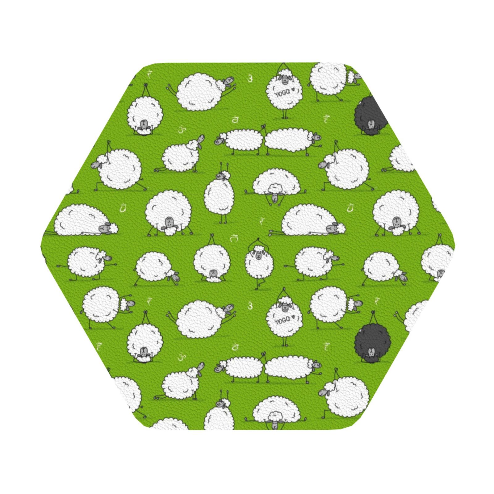 Disketp Funny Sheep Doing Yoga Funny Coasters,4 Pcs Leather Coasters ...