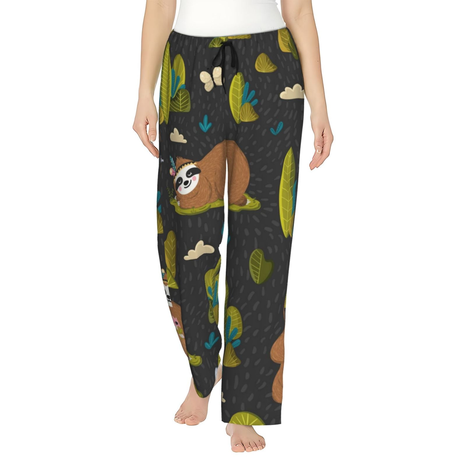 Disketp Funny Sloths In The Forest Print Women'S Comfy Pajama Pants ...